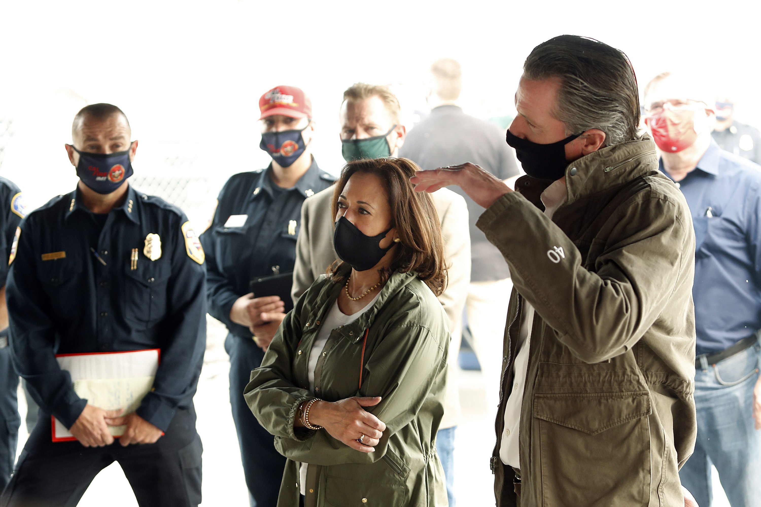 Harris, home in California, gets a look at wildfire damage | AP News