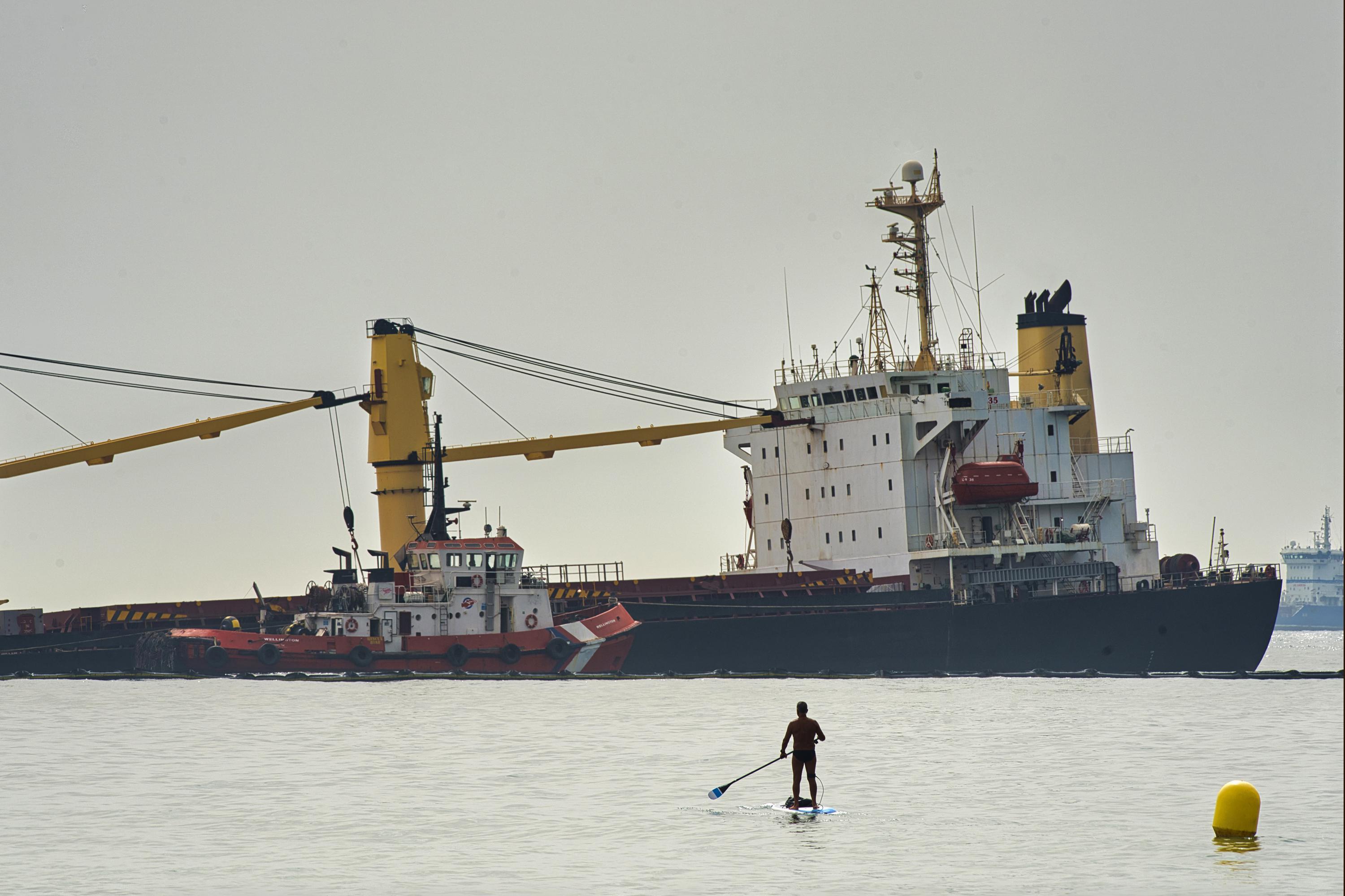 Cargo ship beached after collision in Bay of Gibraltar | AP News