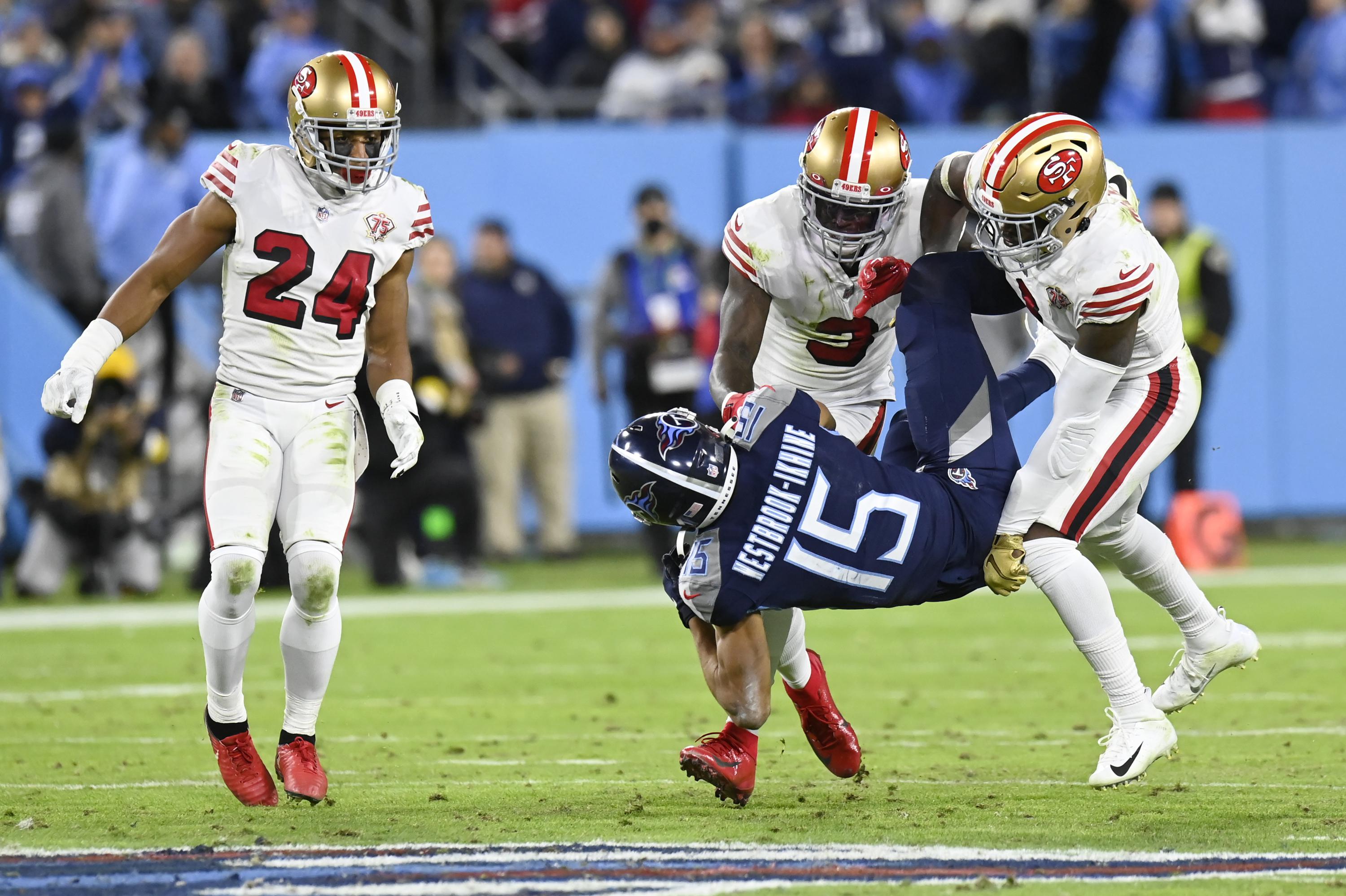 Niners struggle mightily on 3rd down in 20-17 loss to Titans | AP News