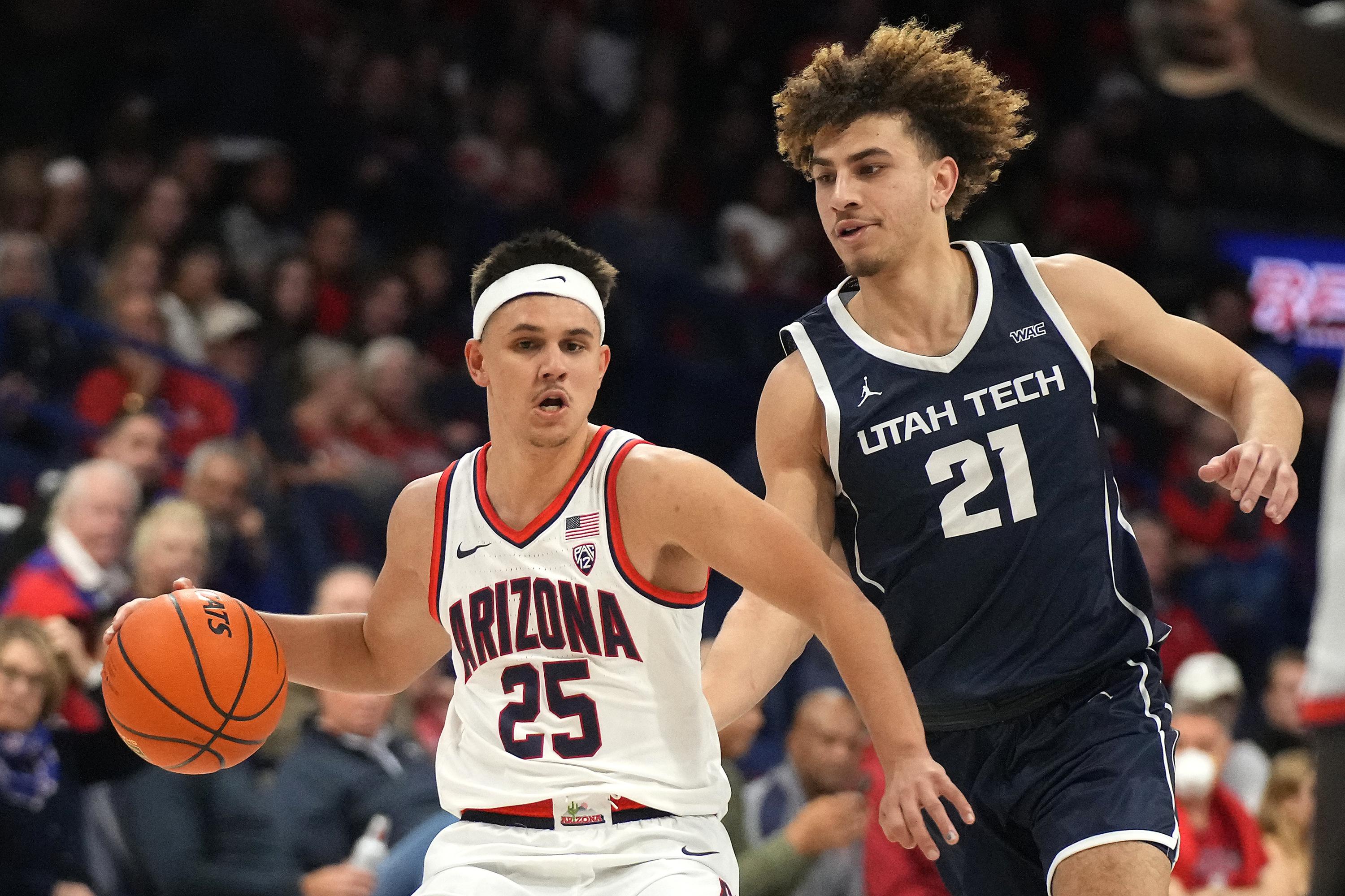 No. 14 Arizona blows out Utah Tech 104-77 behind Kriisa | AP News