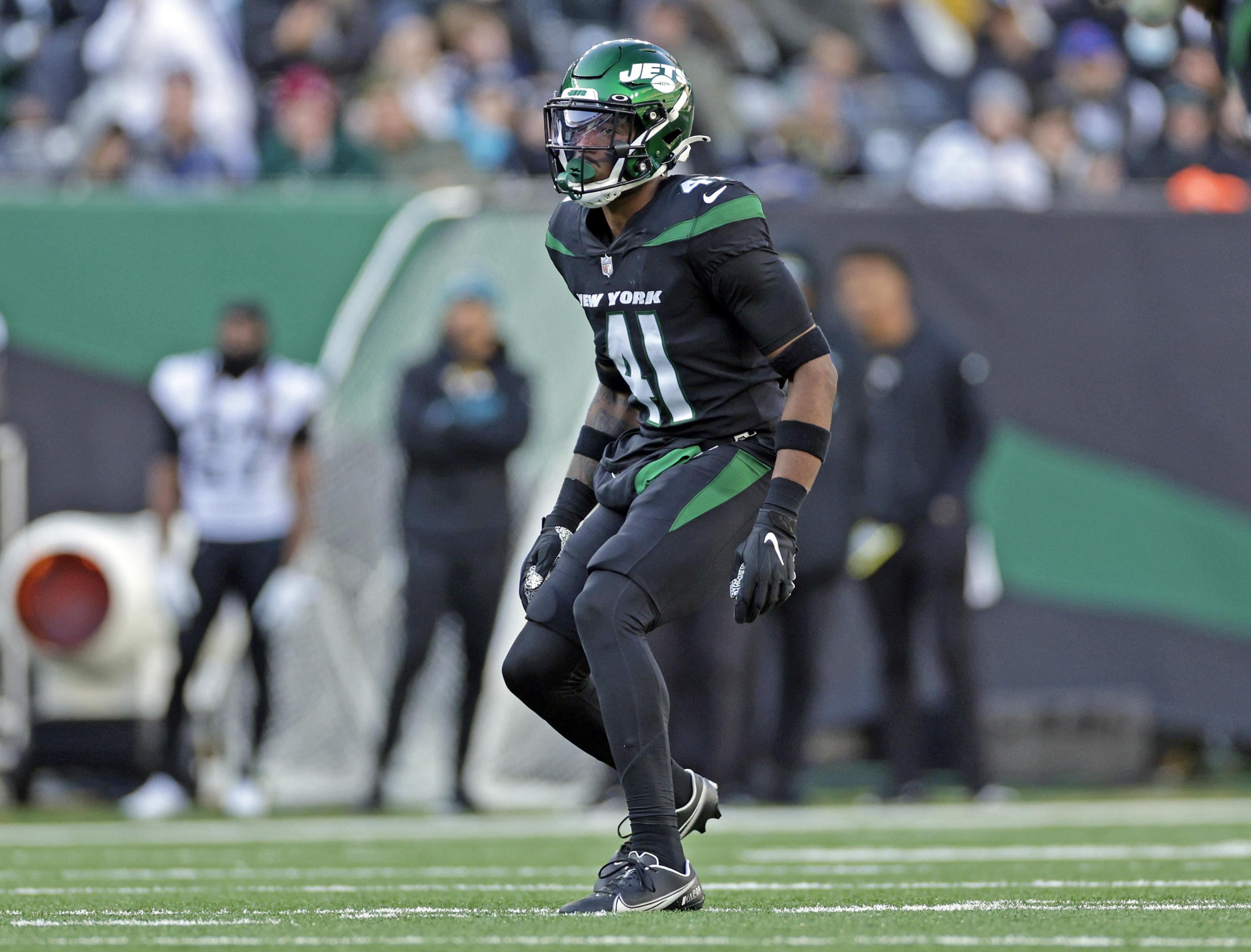 Jets rookie Pinnock a big hit as cornerback-turned-safety | AP News