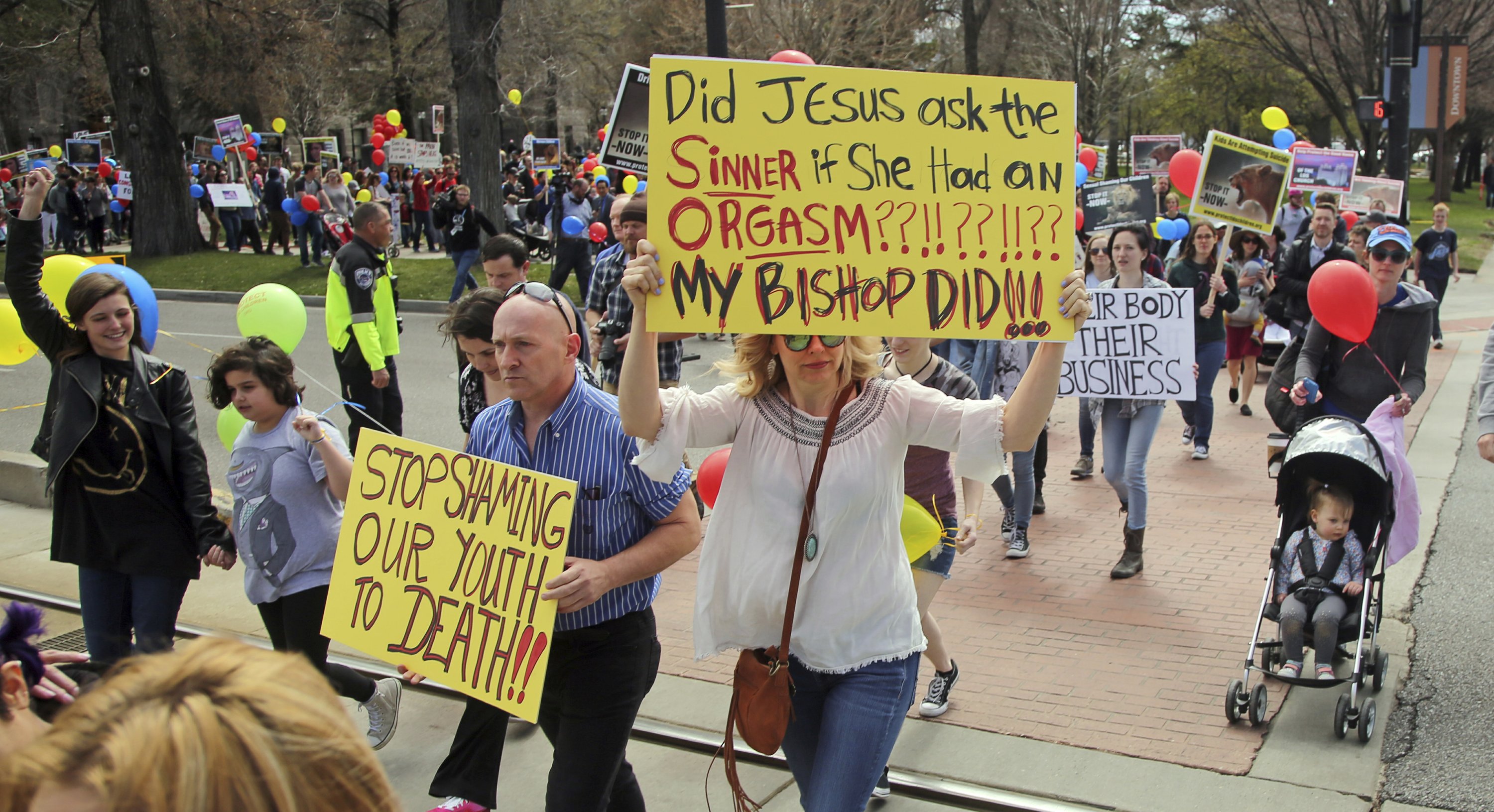 1,000 march in Salt Lake City over Mormon youth interviews | AP News