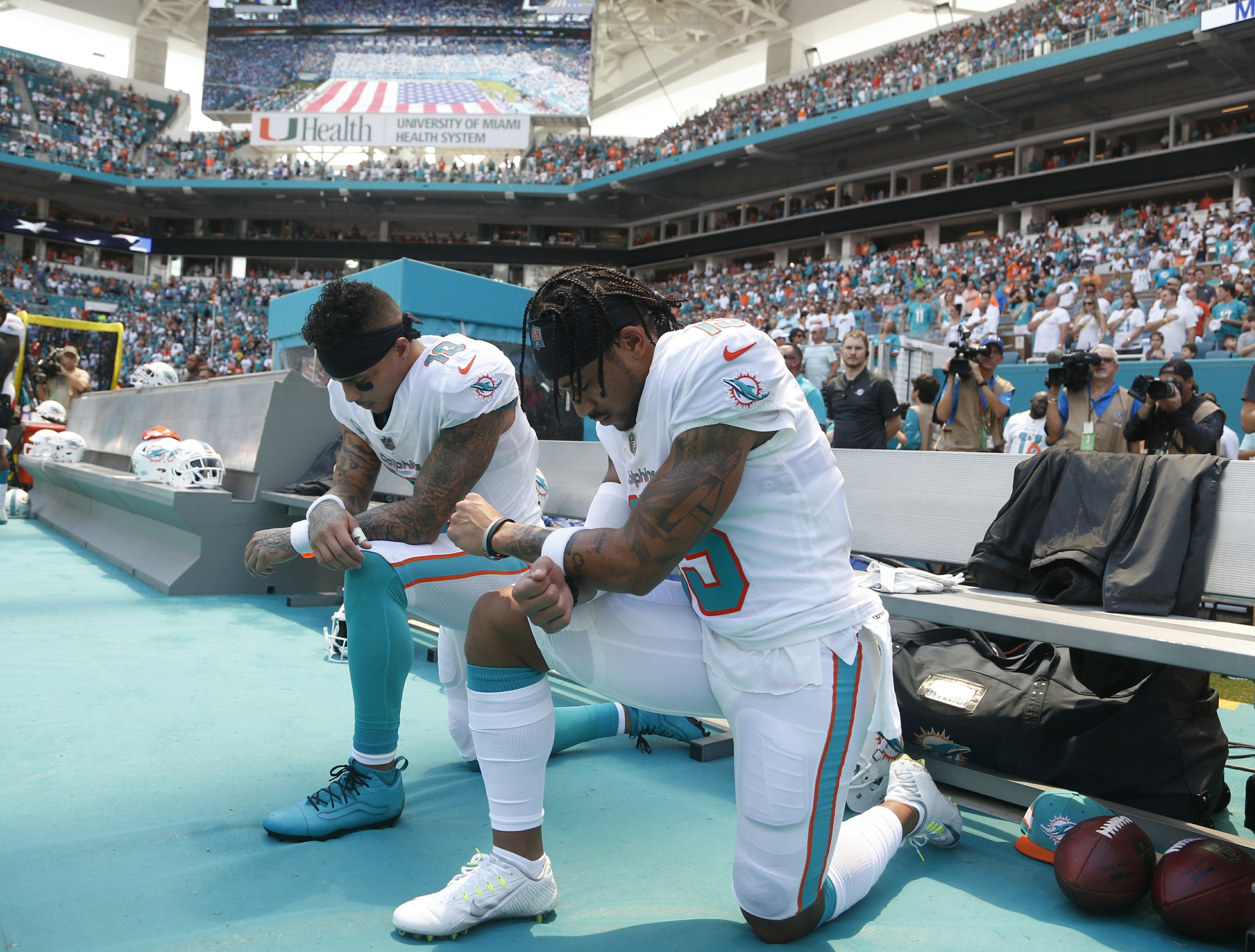  We re Not Going Anywhere Stills Will Continue Kneeling AP News
