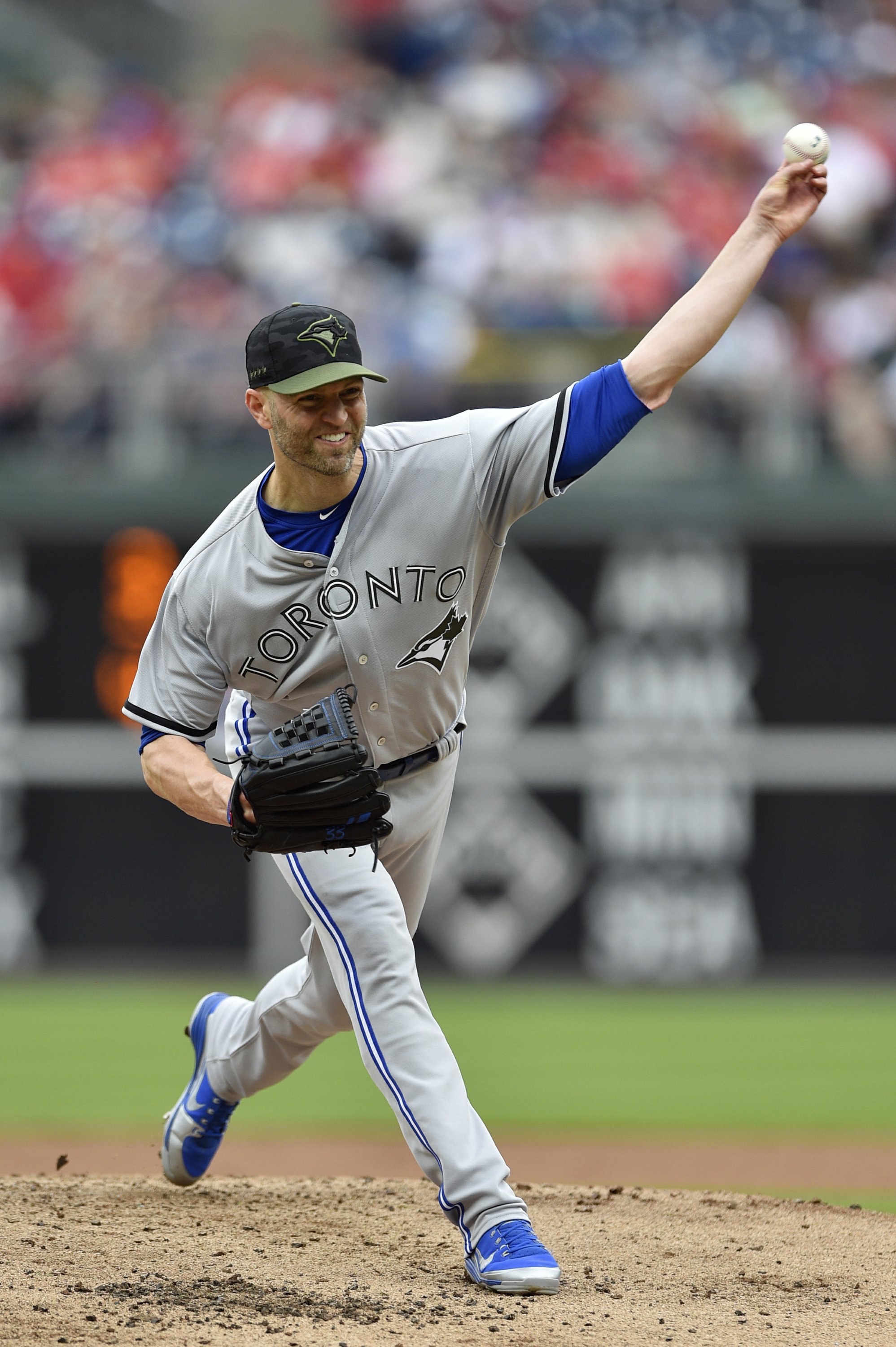 J.A. Happ bests former team, Blue Jays top Phillies 5-3 | AP News