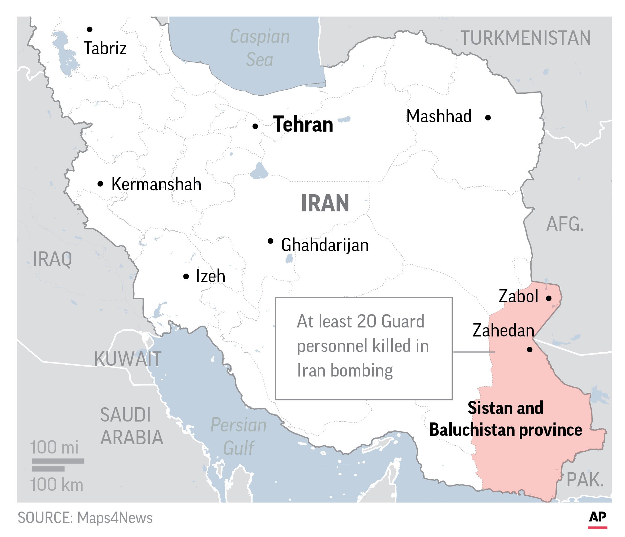 Suicide bomber targeting Iran's Revolutionary Guard kills 27 | AP News
