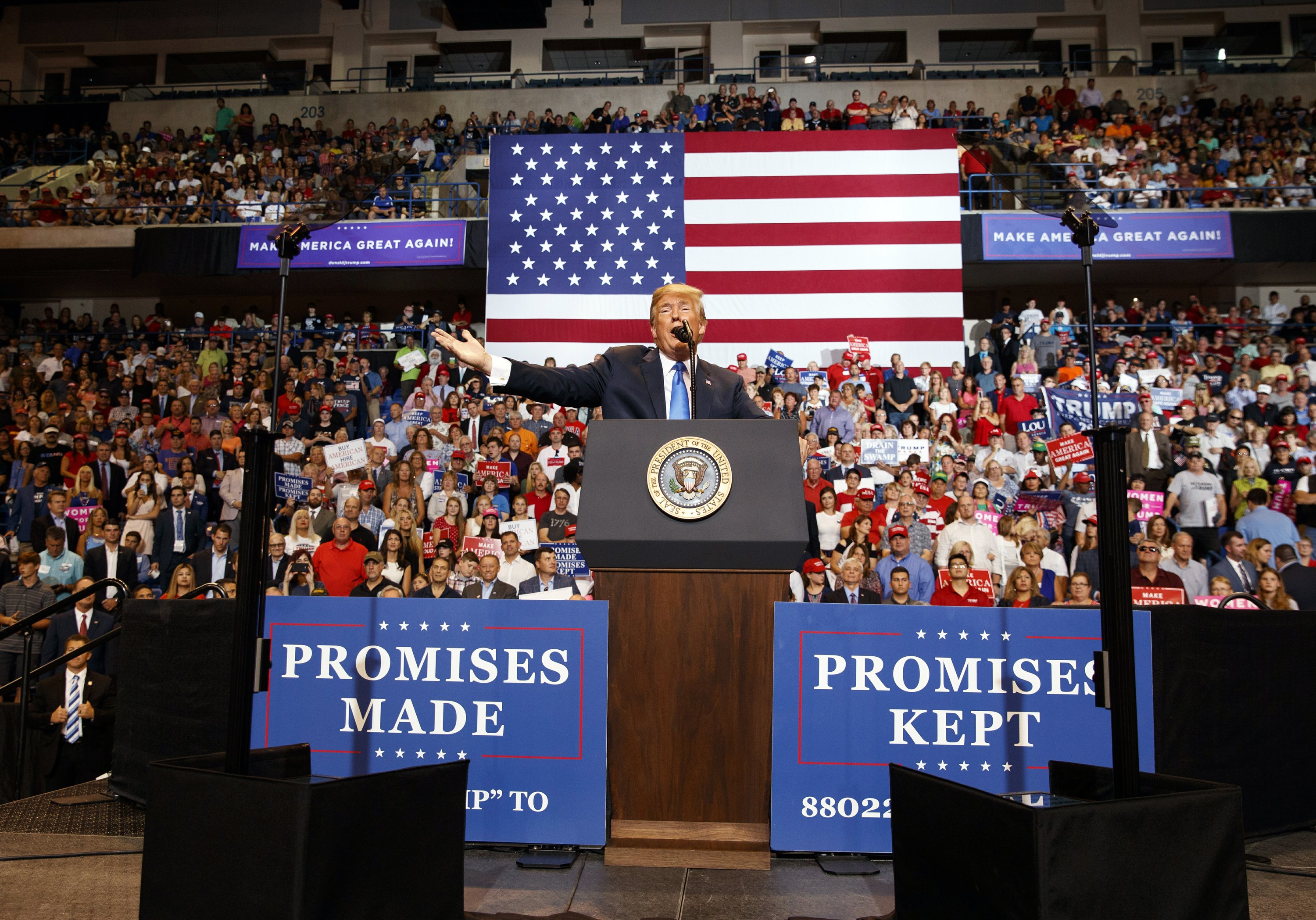 Trump trashes media as 'fake, fake disgusting news' at rally | AP News