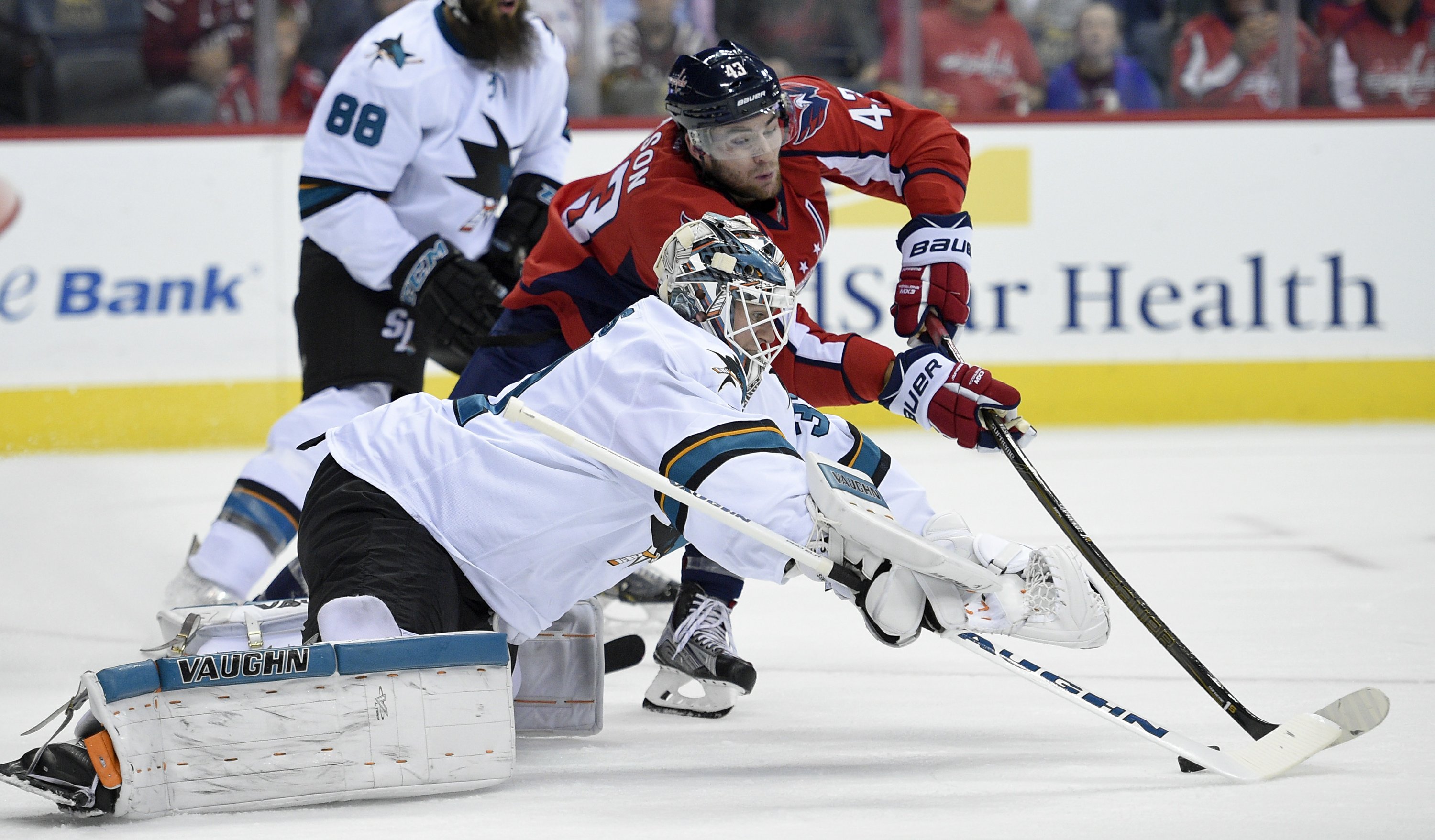 Jones has 24 saves to lead Sharks over Capitals 3-0 | AP News