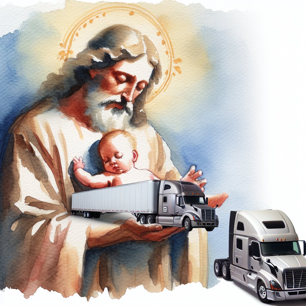 Jesus driving a semi | Bible Art