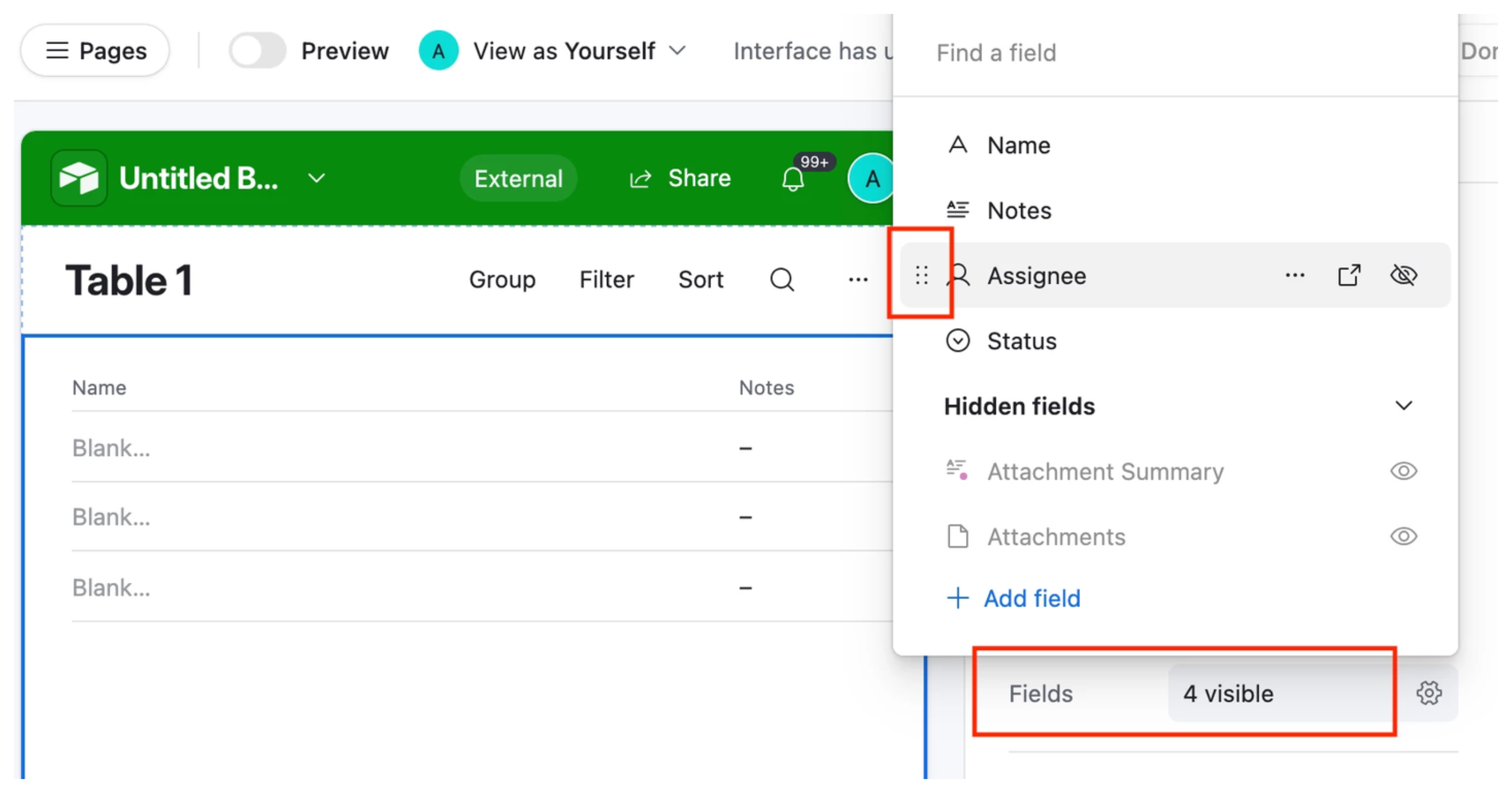 How to reorder fields in an Airtable Interface