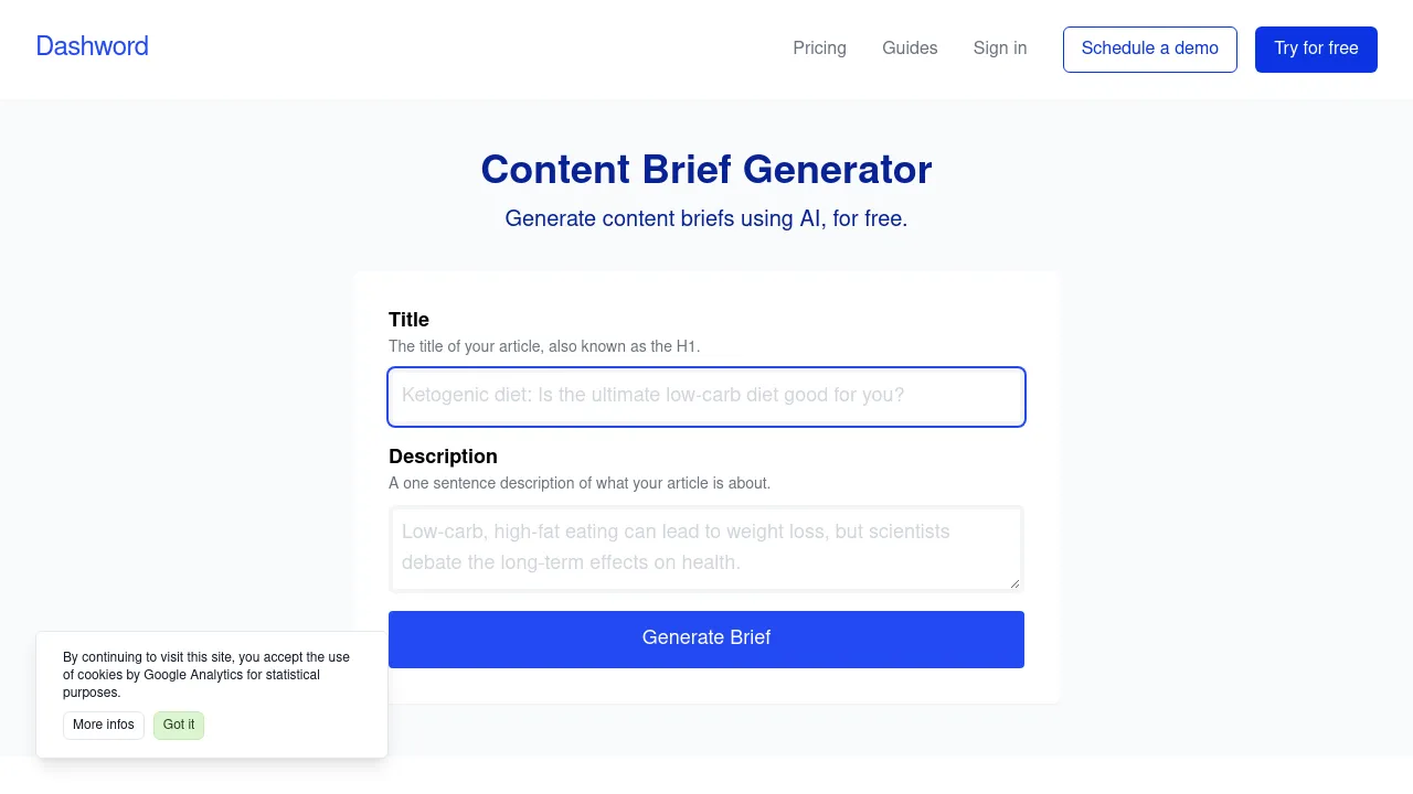 Content brief generator - BestofAI