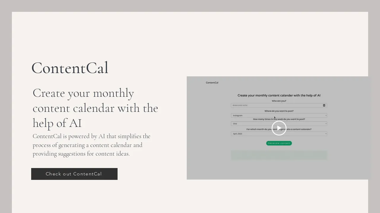 ContentCal - BestofAI