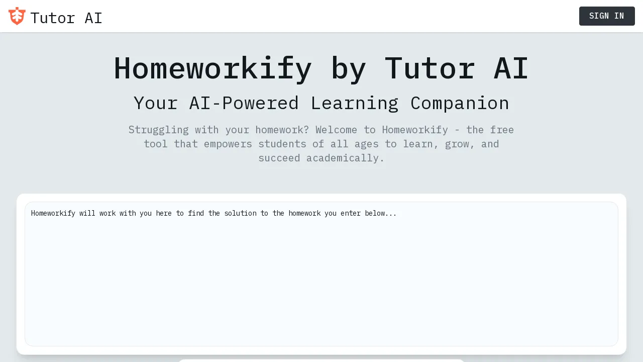 Homeworkify by Tutor AI - BestofAI
