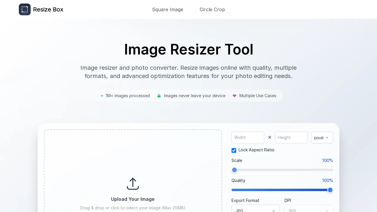 Image Resizer Tool - resizebox - BestofAI