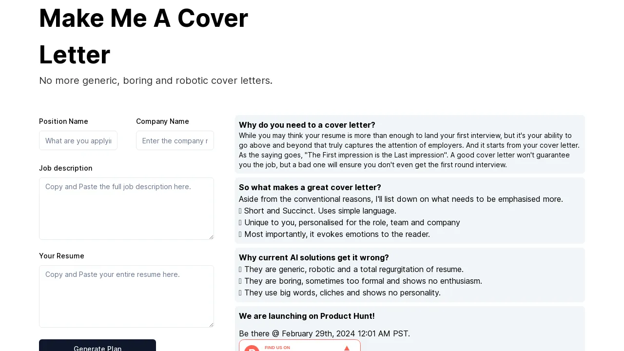 Make Me A Cover Letter - BestofAI