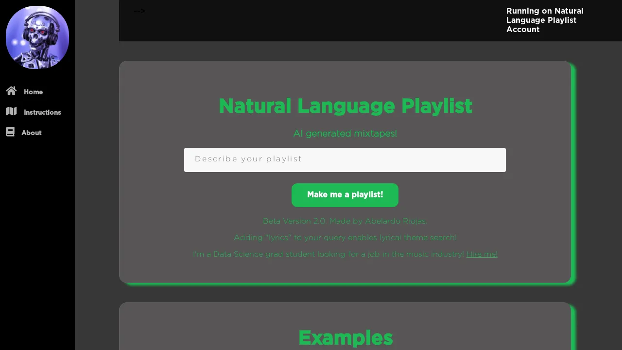 Natural Language Playlist - BestofAI