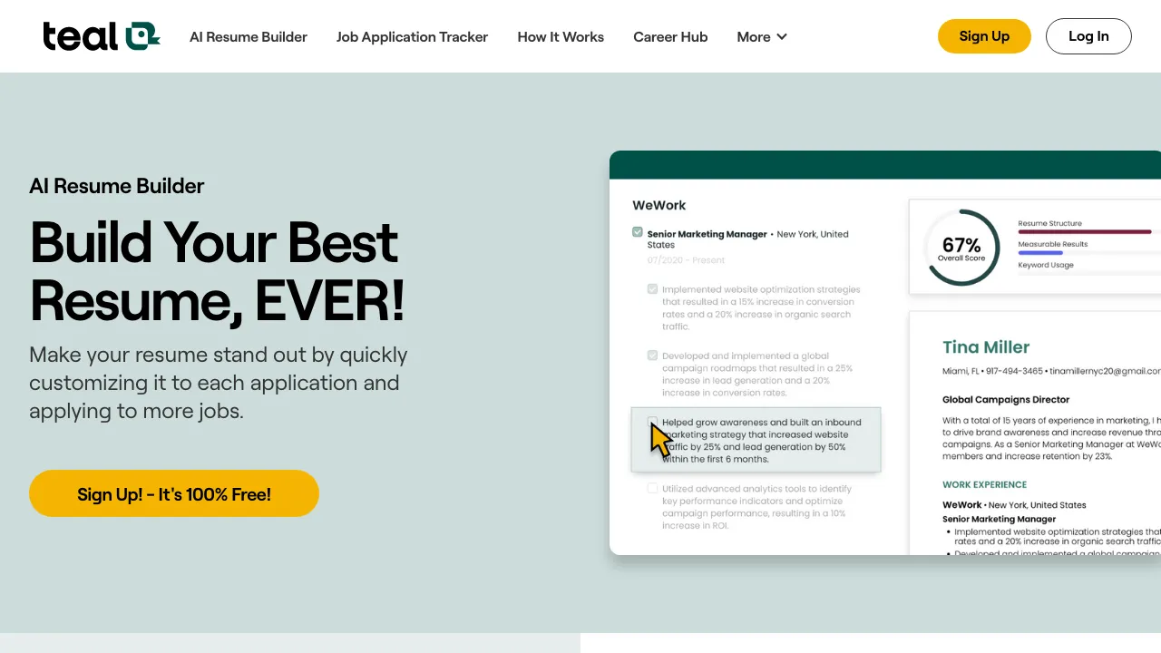Teal Resume Builder - BestofAI