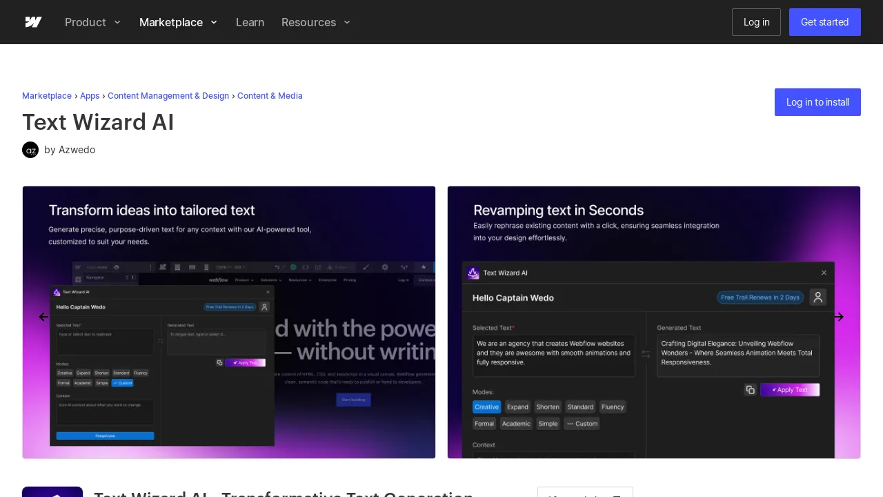 Text Wizard Ai - Webflow App - BestofAI
