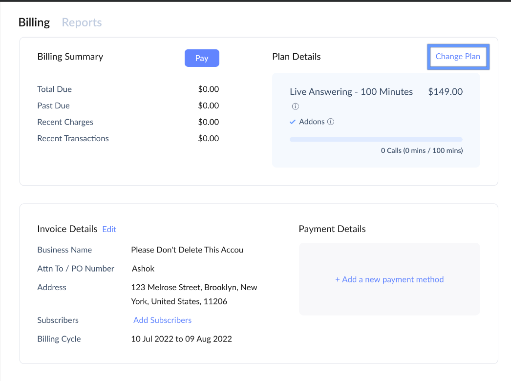 How to change your current plan - Help Center | AnswerConnect