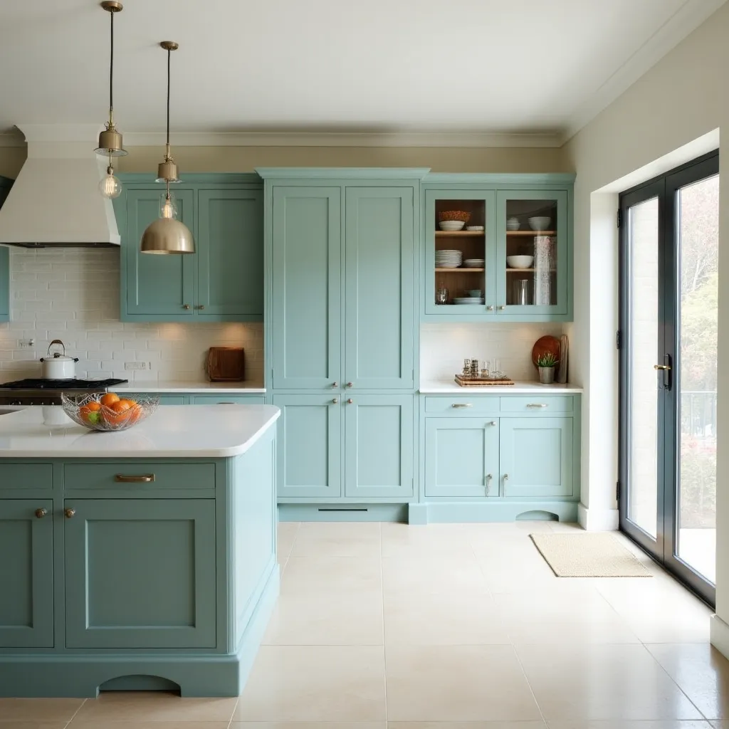 Duck Egg Blue Kitchen Cabinets Ideas - HomeDesignsAI