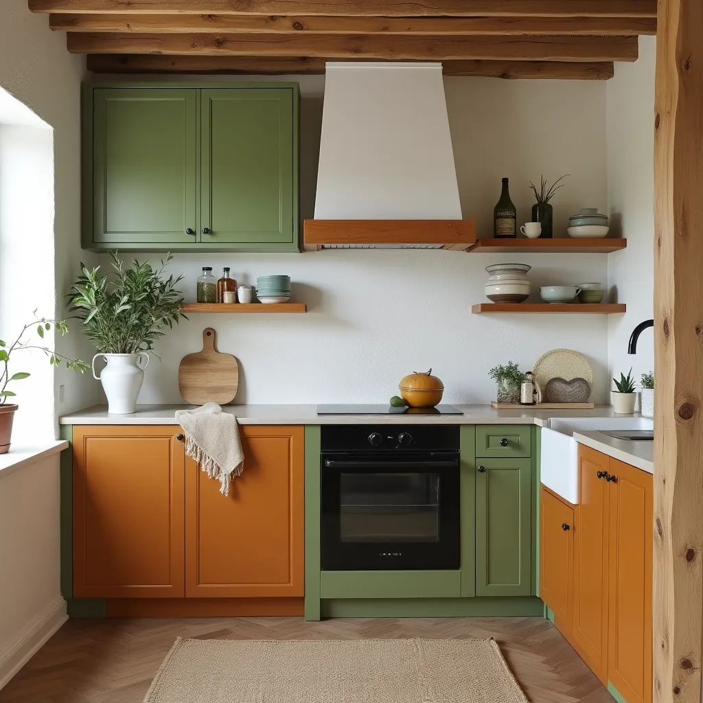 Bold Green and Orange Kitchen Ideas for a Lively Cooking