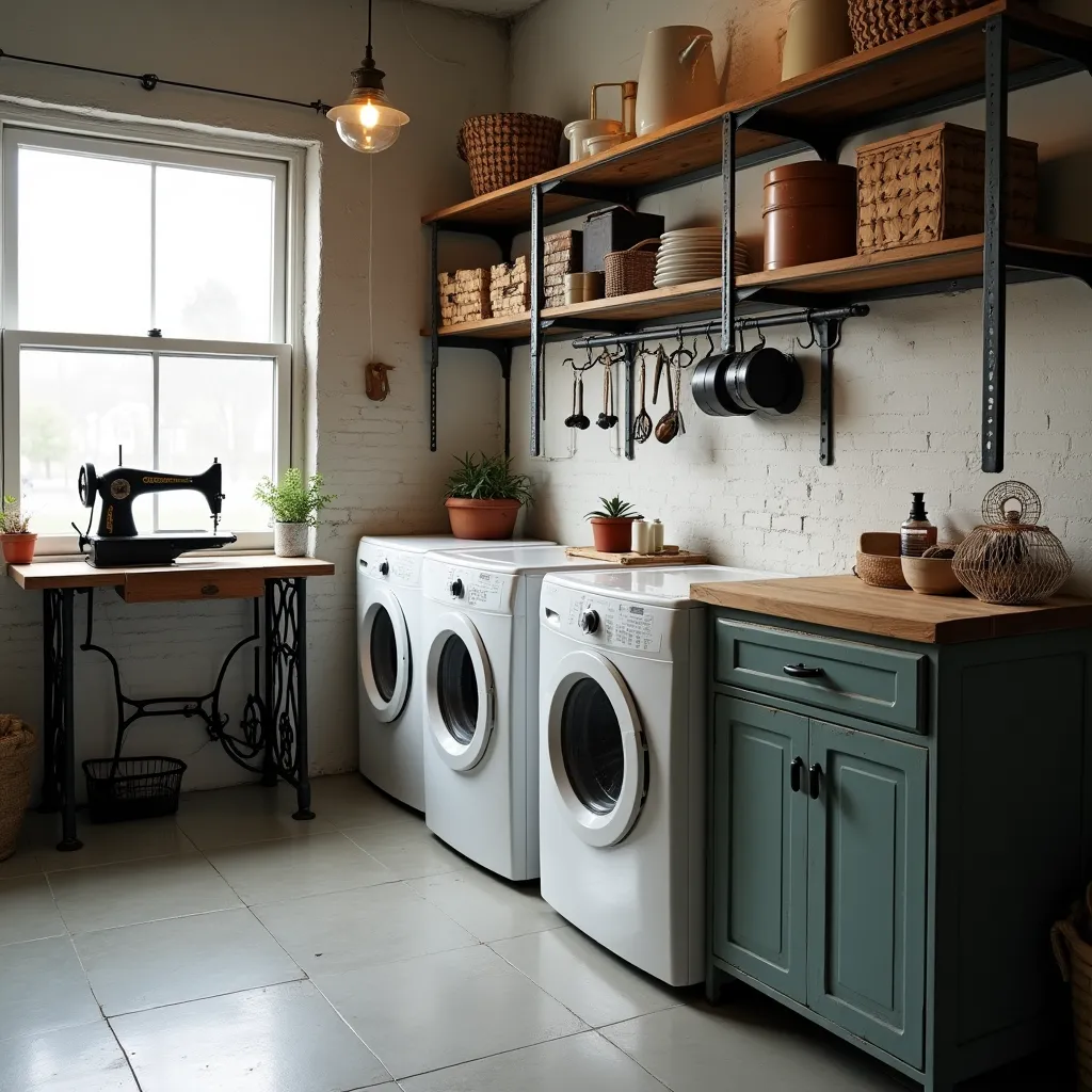 Industrial Laundry Room Ideas - HomeDesignsAI