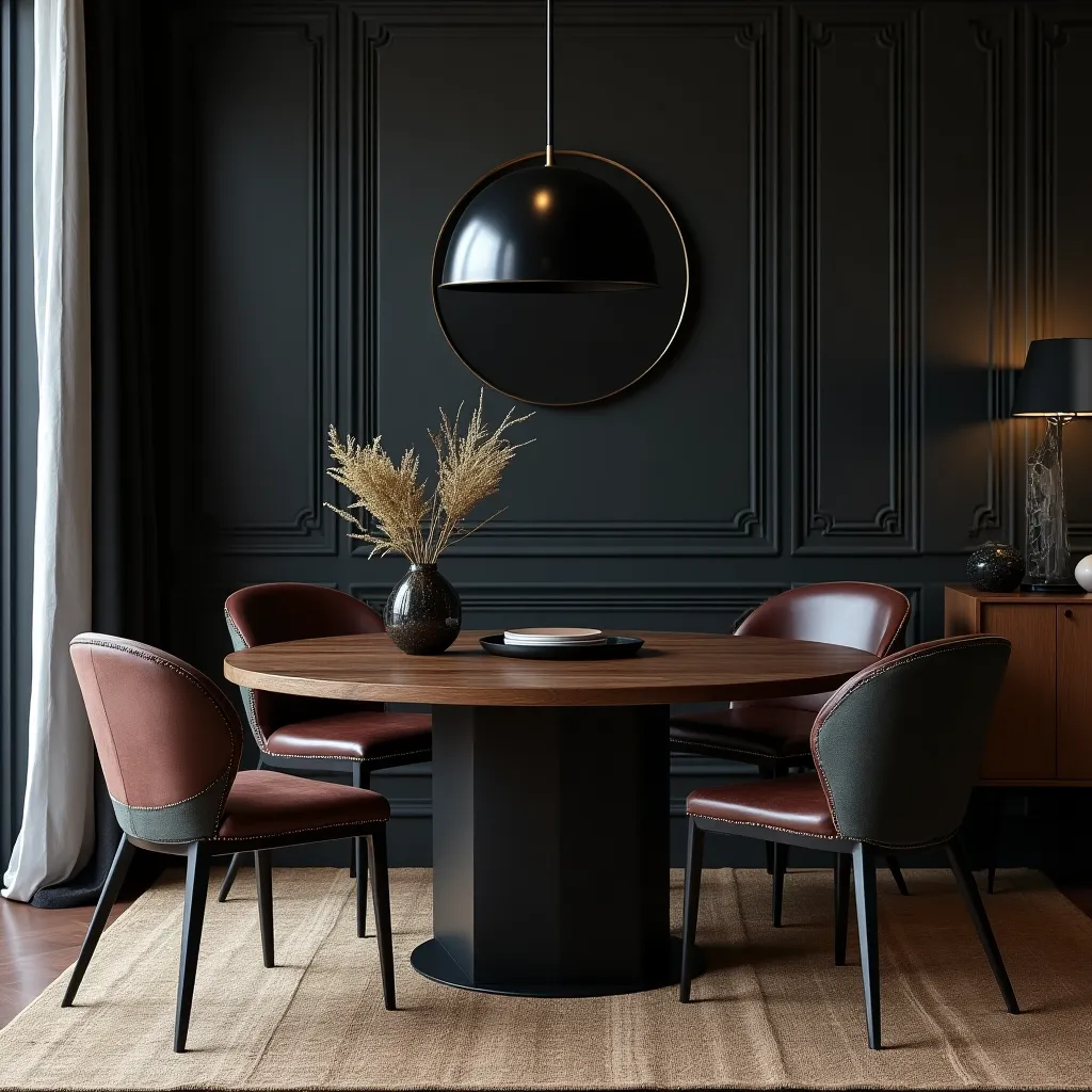 Modern Black Dining Room Ideas - HomeDesignsAI