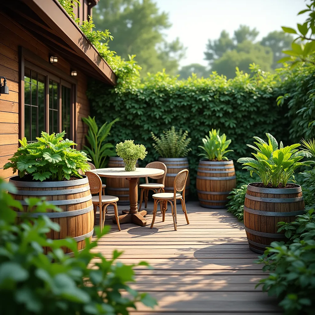 Wine Barrels Garden Design Ideas - HomeDesignsAI
