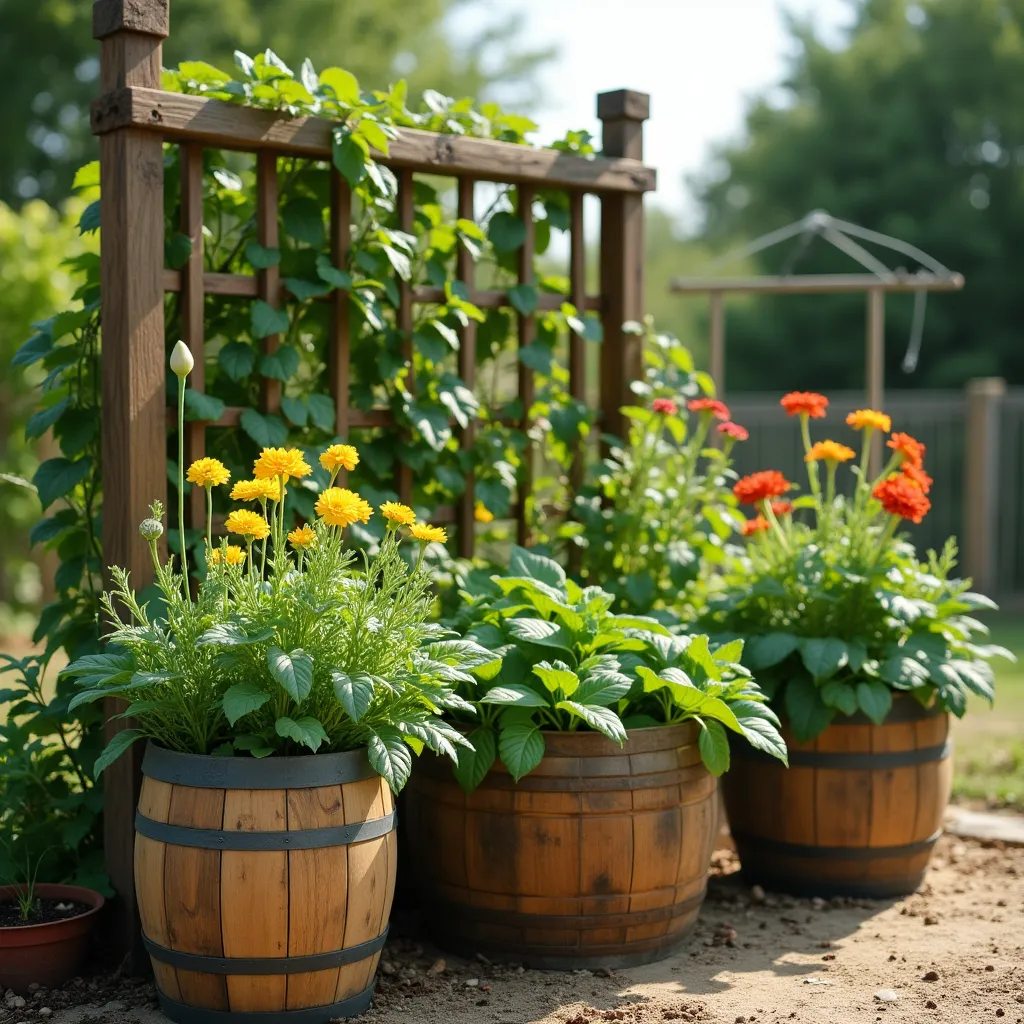 Wine Barrels Garden Design Ideas - HomeDesignsAI