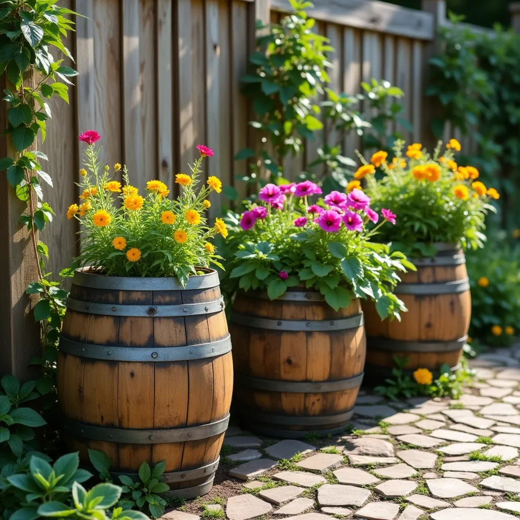 Wine Barrels Garden Design Ideas - HomeDesignsAI