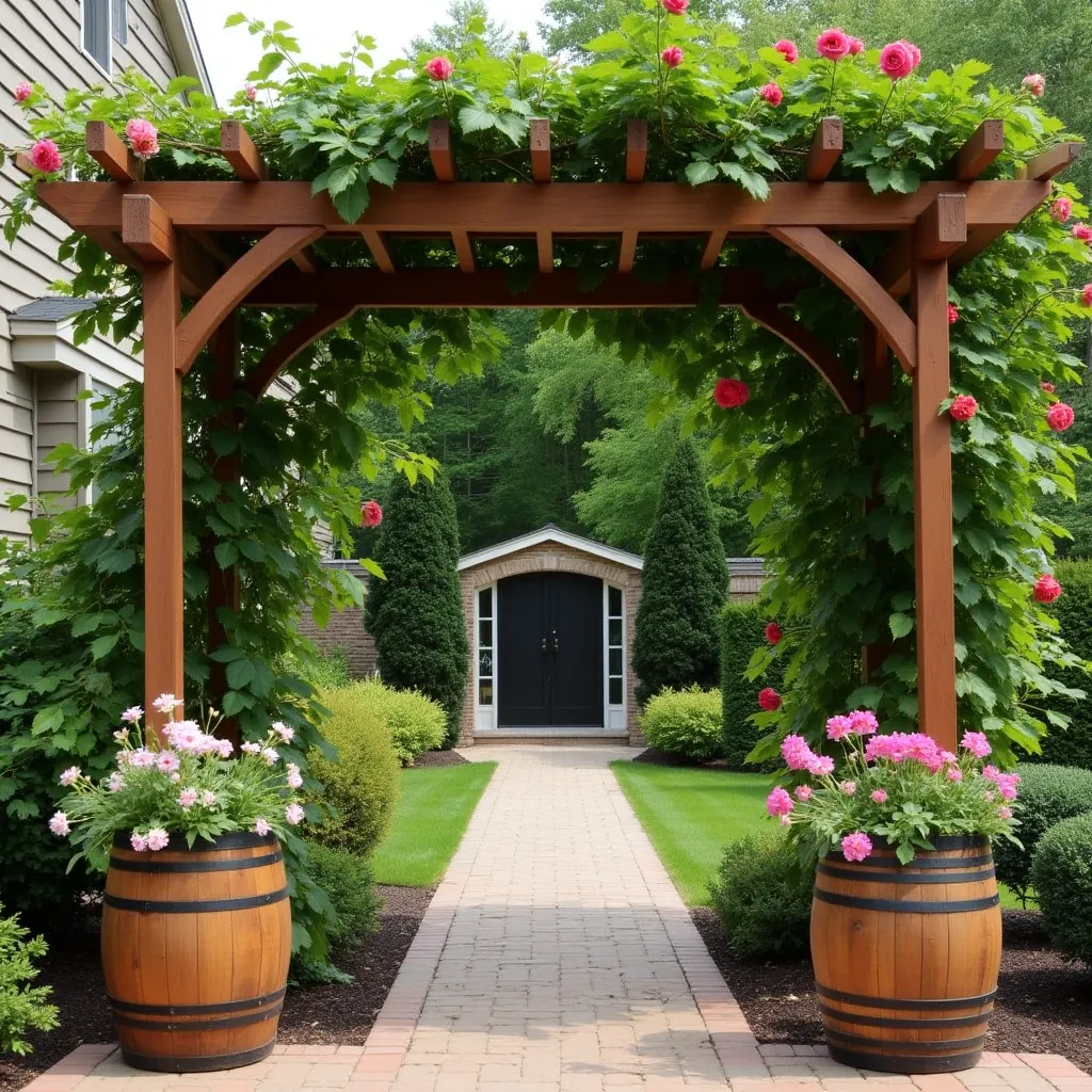 Wine Barrels Garden Design Ideas - HomeDesignsAI
