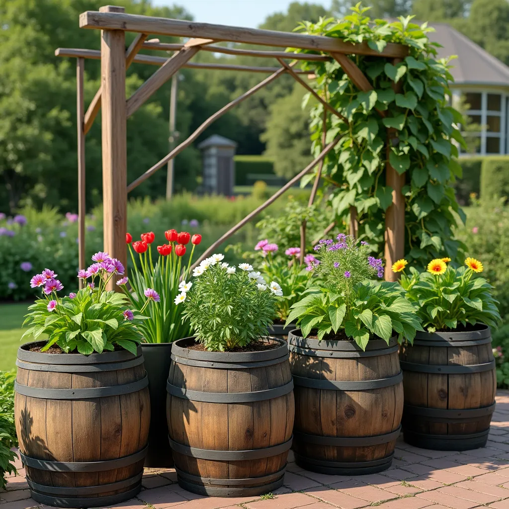 Wine Barrels Garden Design Ideas - HomeDesignsAI