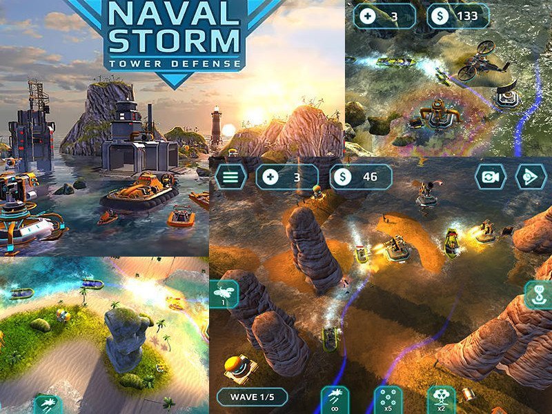 Android strategická hra Naval Storm Tower Defense ke stažení