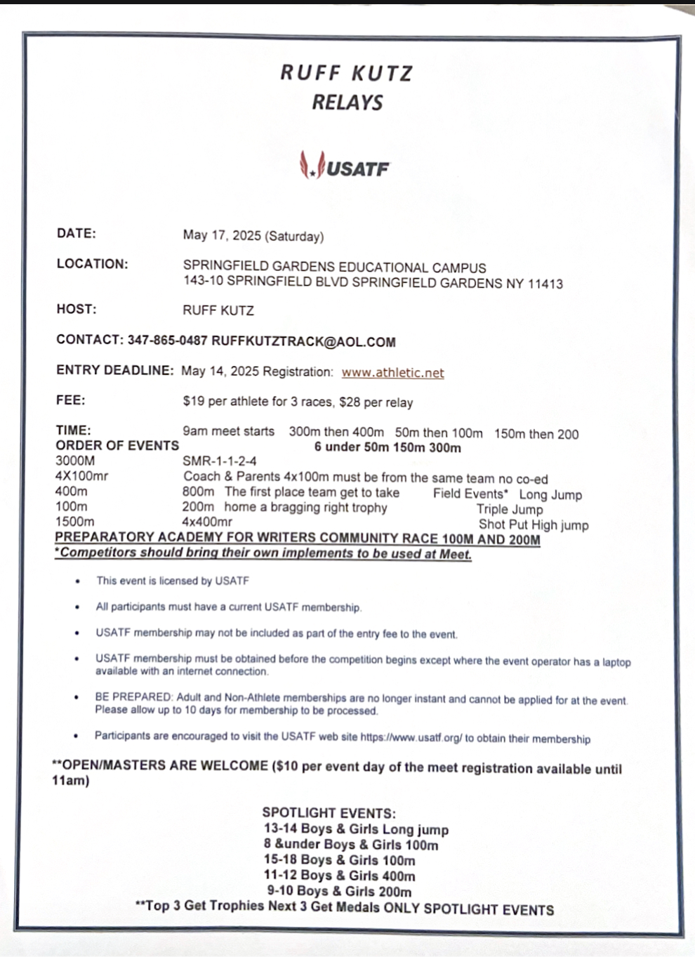 Track & Field, Cross Country Results, Statistics