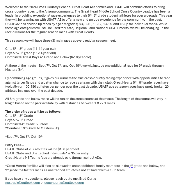 Track & Field, Cross Country Results, Statistics