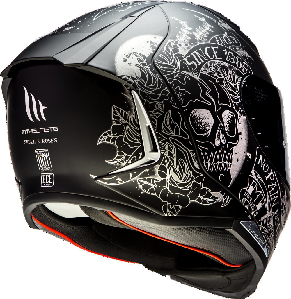 Casco Mt Ff110 Revenge 2 Skull & Roses A1 Negro Mate Xs