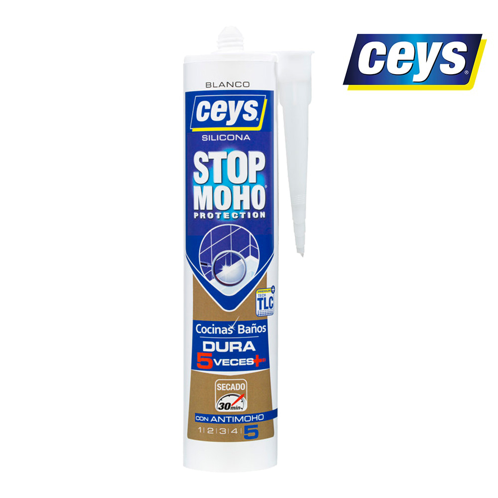 Silicona De Protección Ceys Stop Moho 280 Ml Con Acabado En Blanco Alm