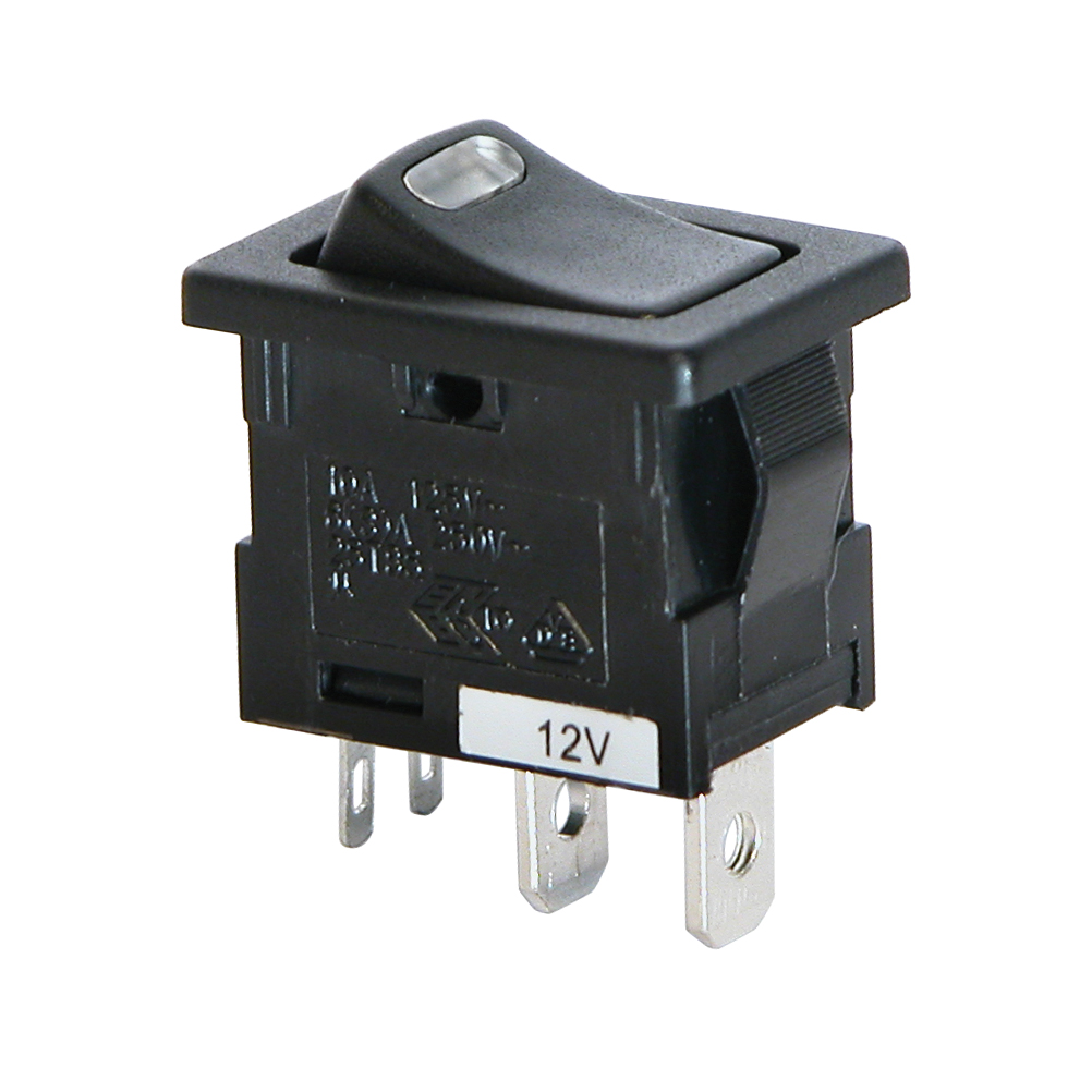 Interruptor Negro On/Off Con Luz 12 V 10 A 19 X12 Mm.