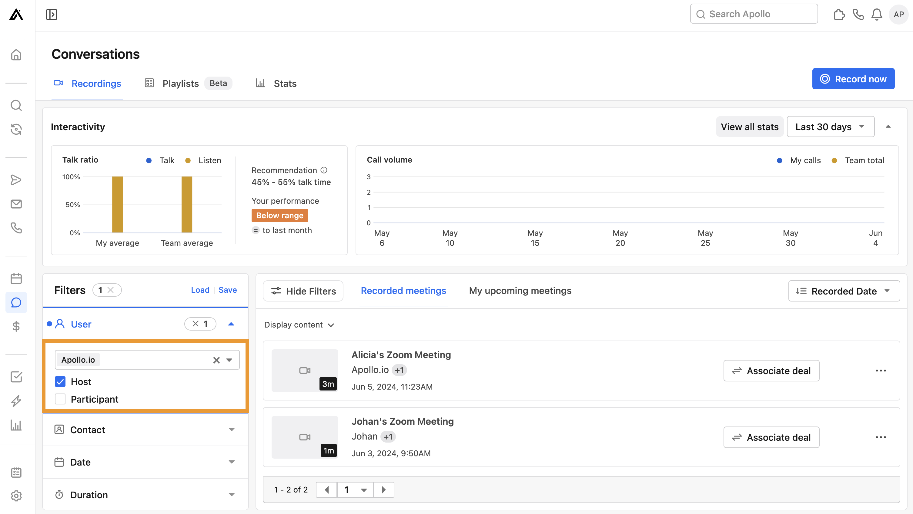 Access and Share Conversations – Apollo.io