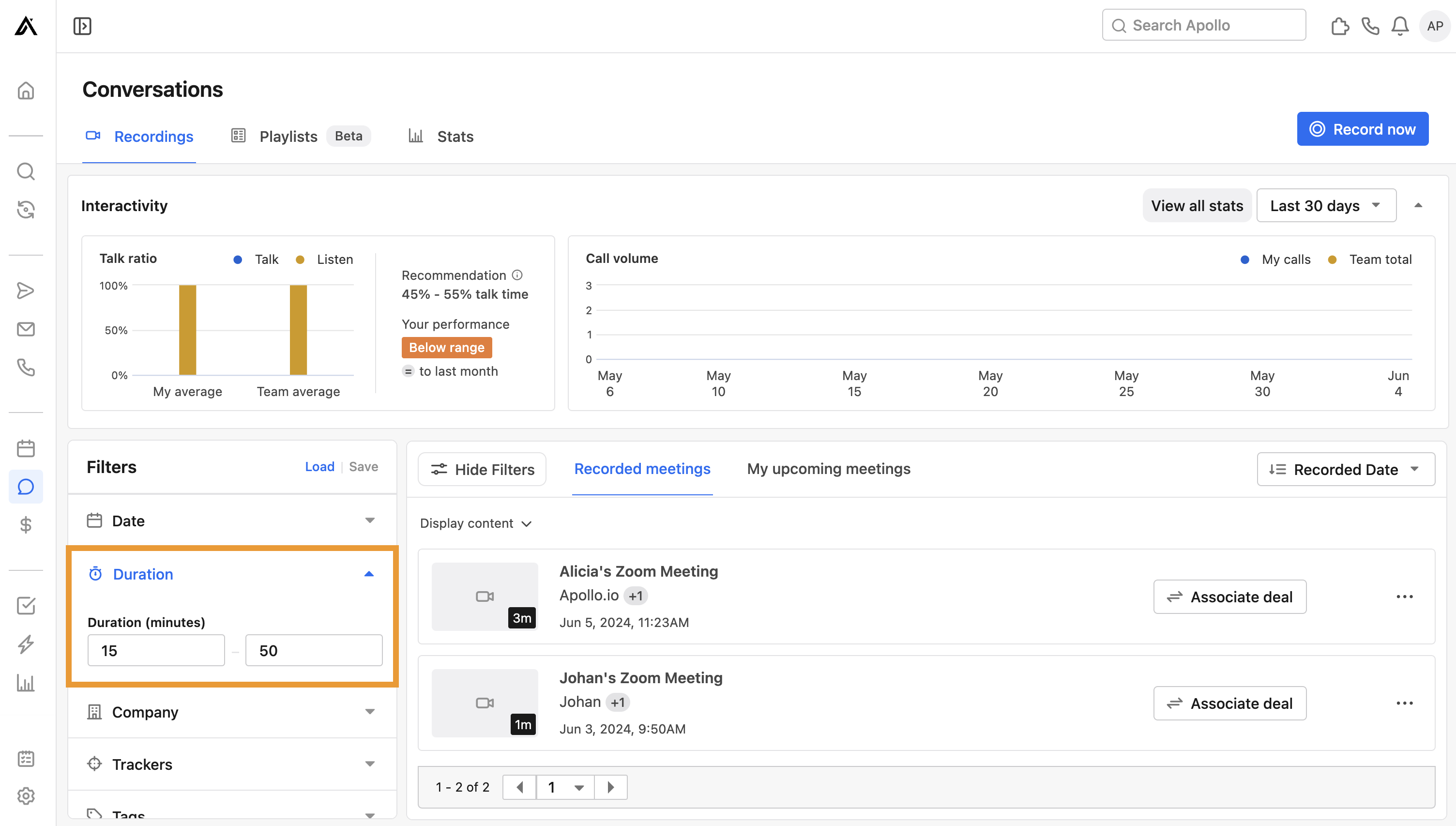 Access and Share Conversations – Apollo.io
