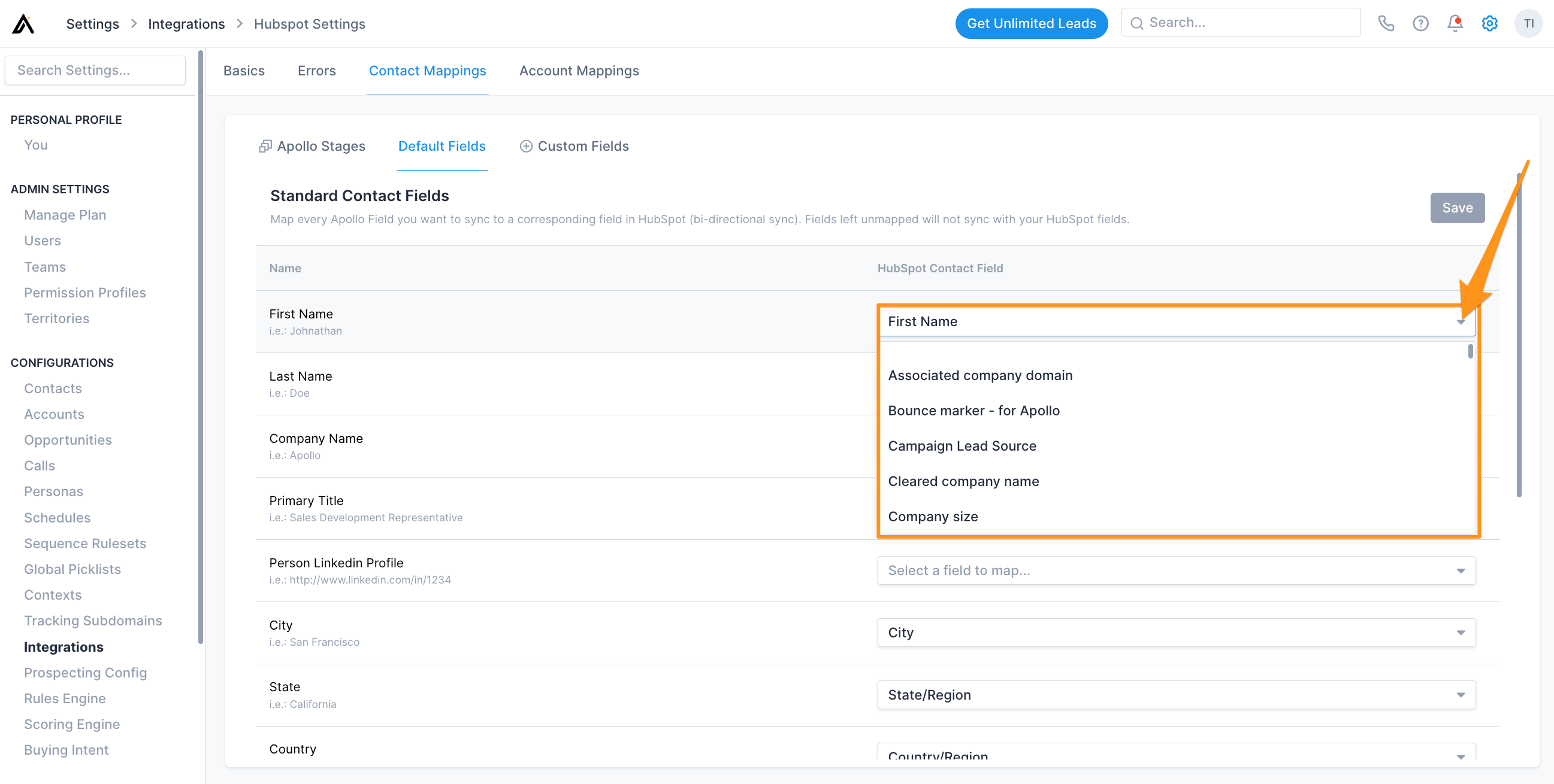 Configure HubSpot Data Mapping – Apollo.io