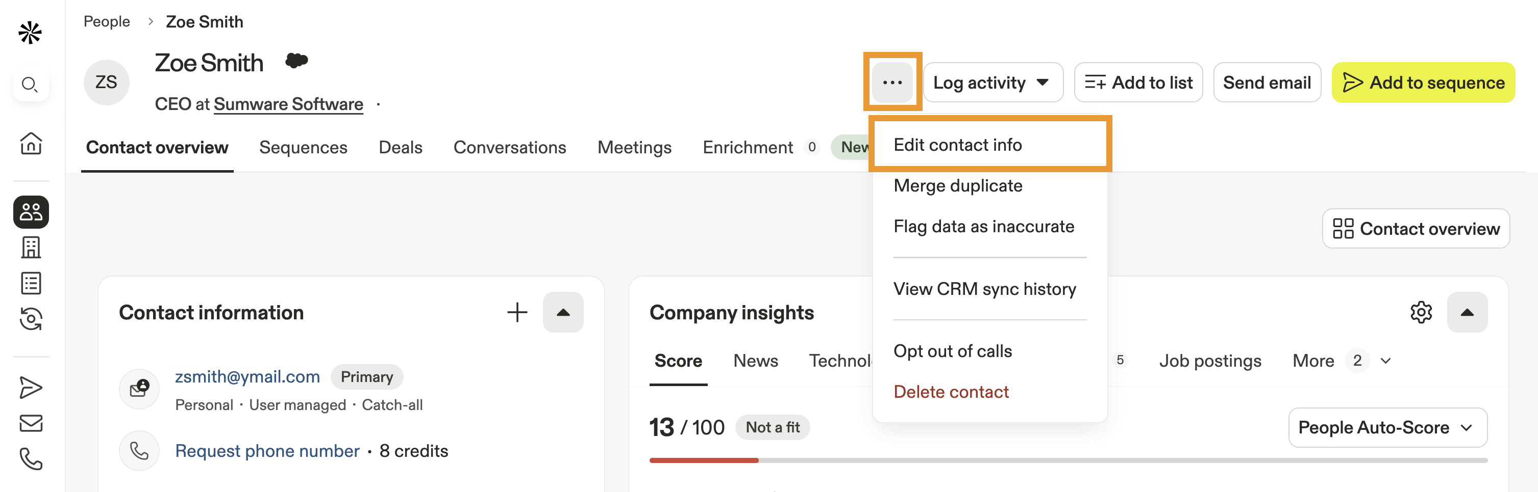 View and Edit Contacts – Apollo