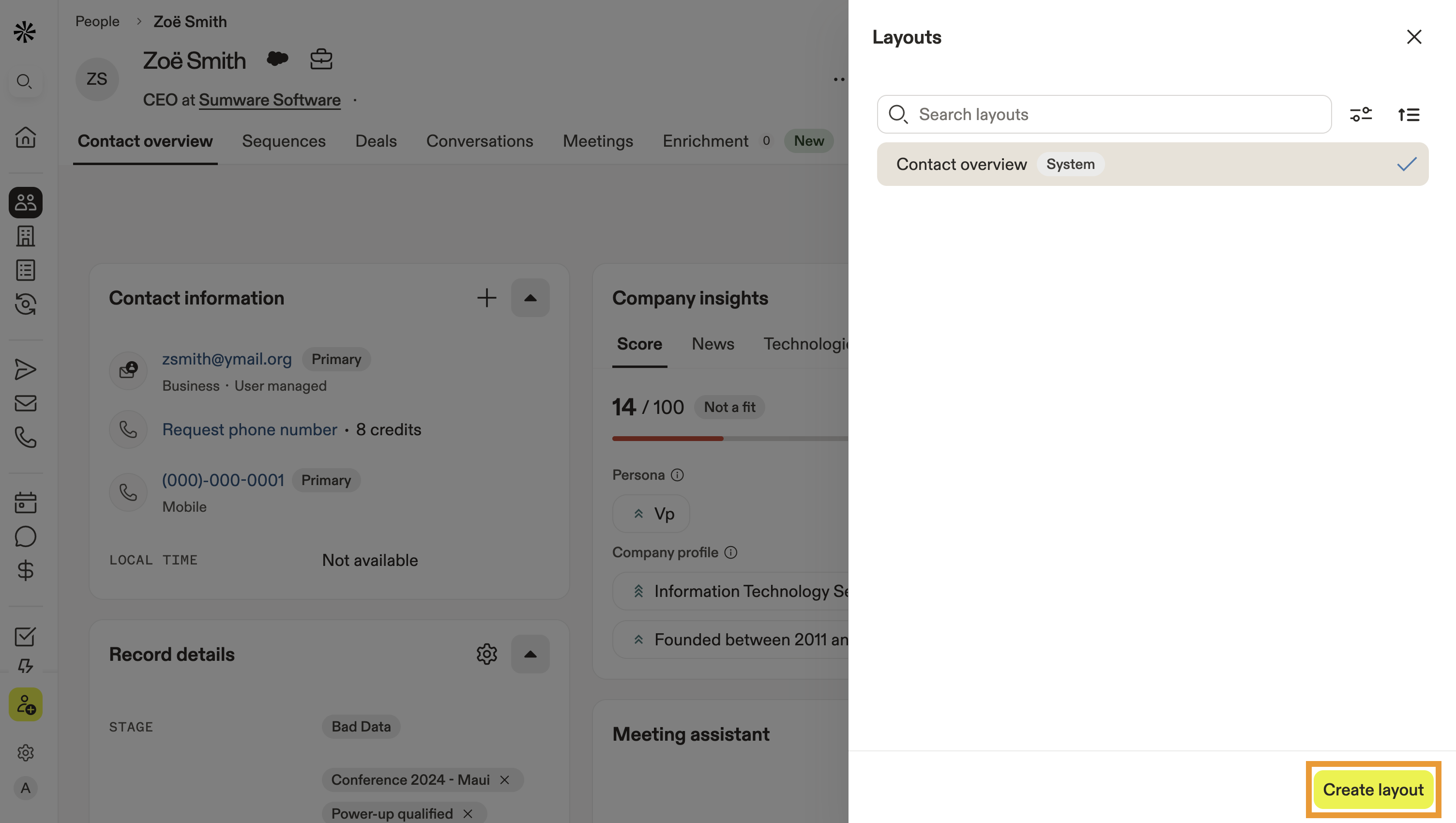 View and Edit Contacts – Apollo