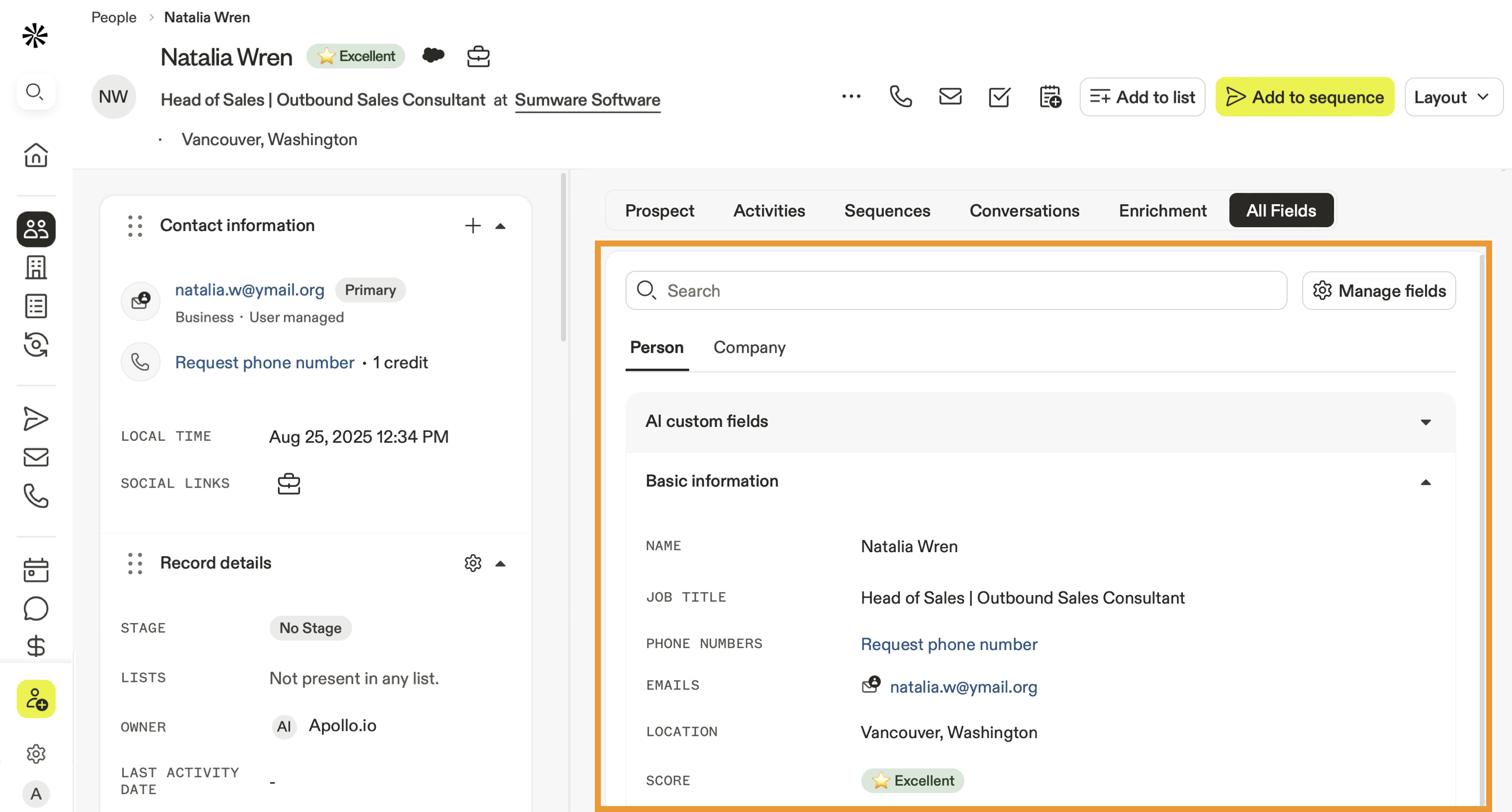 View and Edit Contacts – Apollo