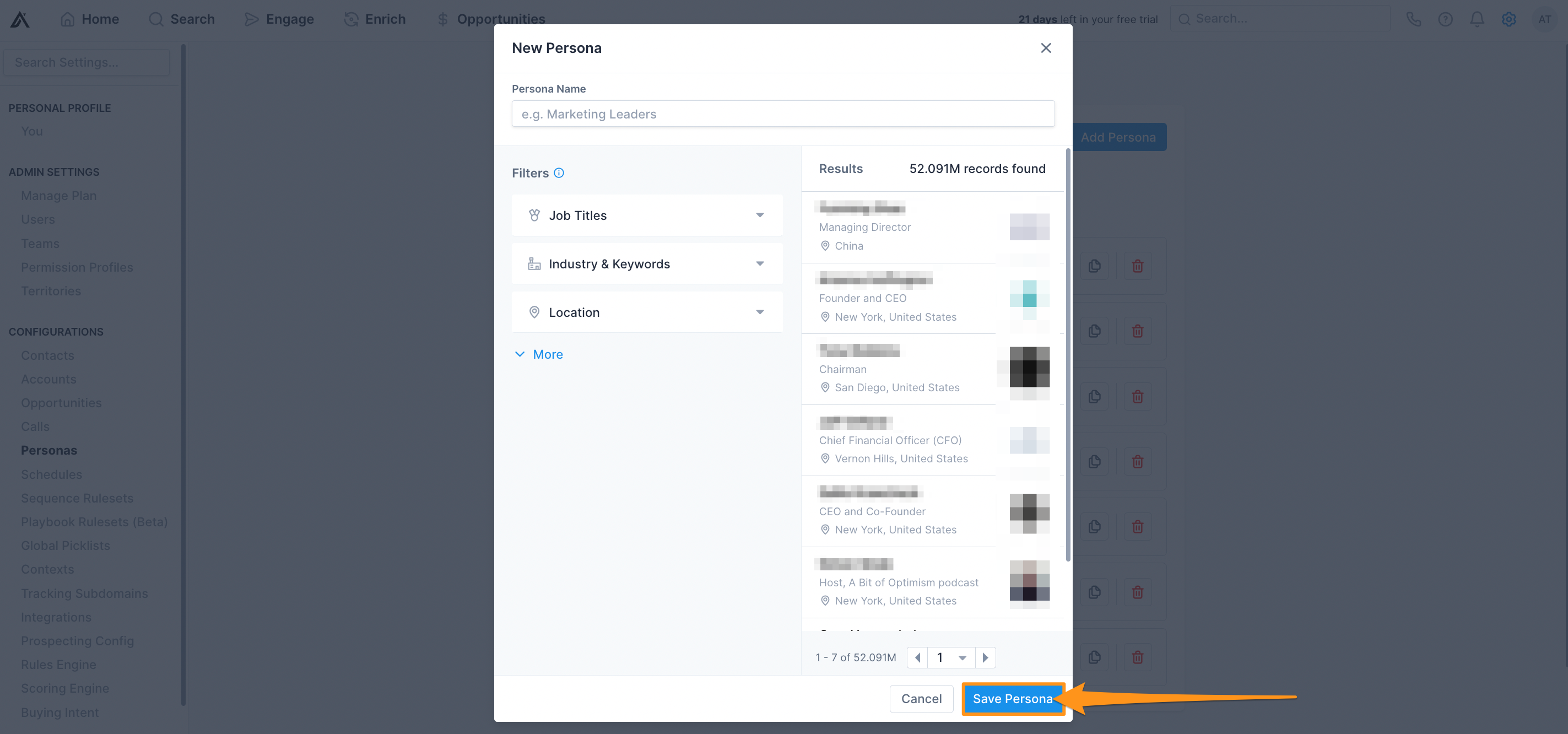 Create a Persona – Apollo.io