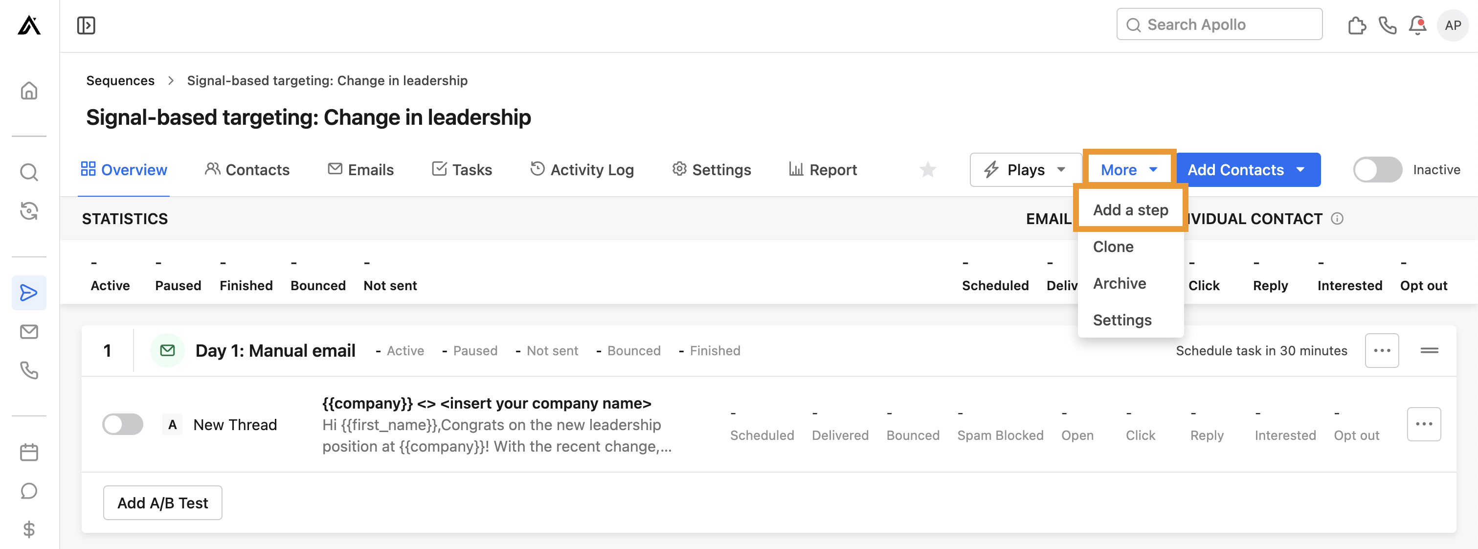Create a Sequence – Apollo.io