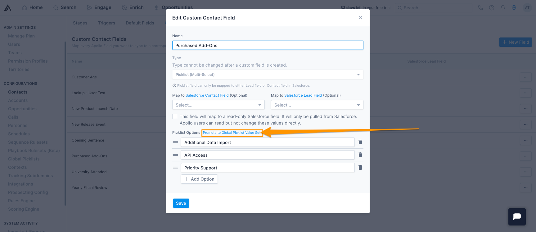 Create Custom Contact Fields – Apollo.io