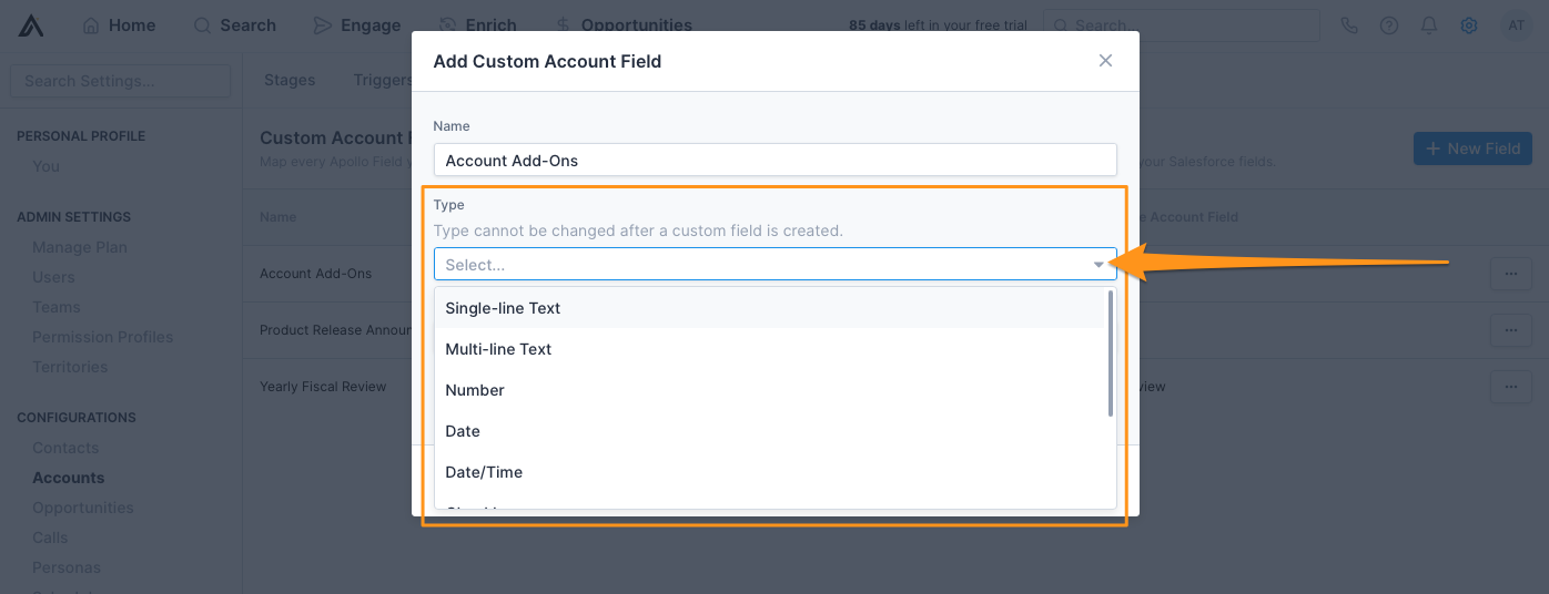Create Custom Account Fields – Apollo.io