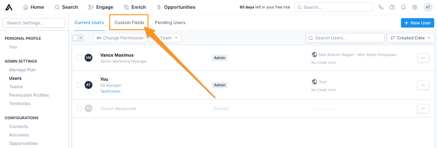 Create Custom User Fields – Apollo.io