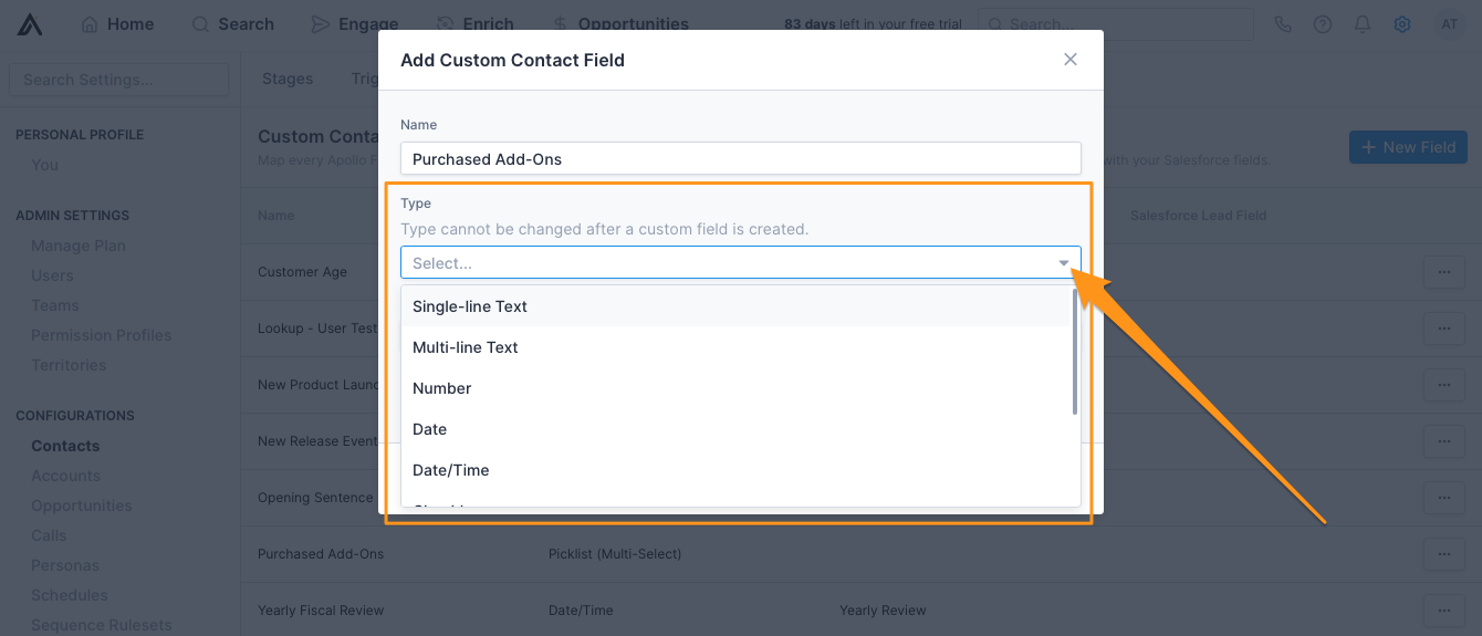 Create Custom Contact Fields – Apollo.io
