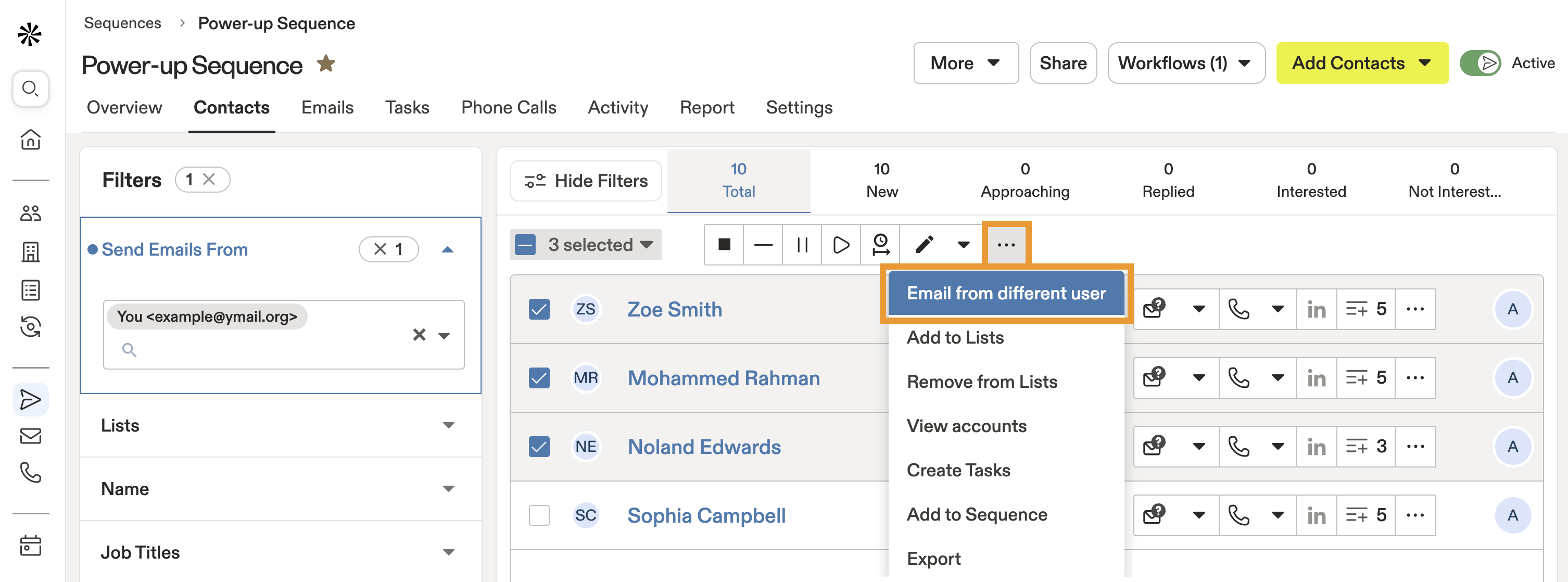 Edit the Sending Mailbox on Contacts in a Sequence – Apollo